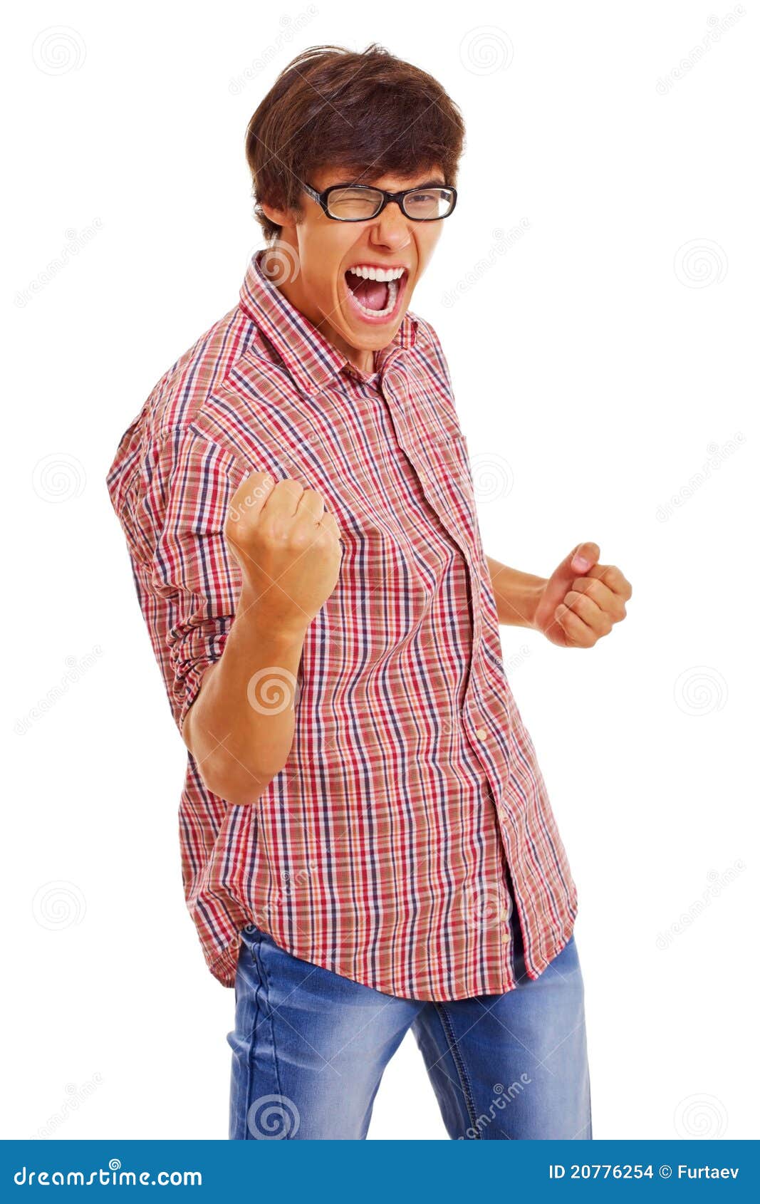 Really happy young guy stock photo. Image of pose, excited - 20776254