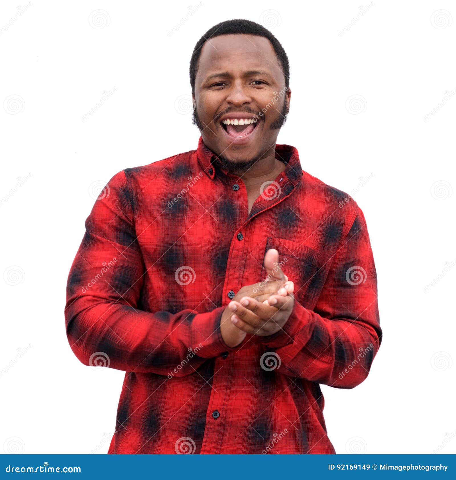 Happy Young Guy Laughing and Clapping Hands Stock Image - Image of ...