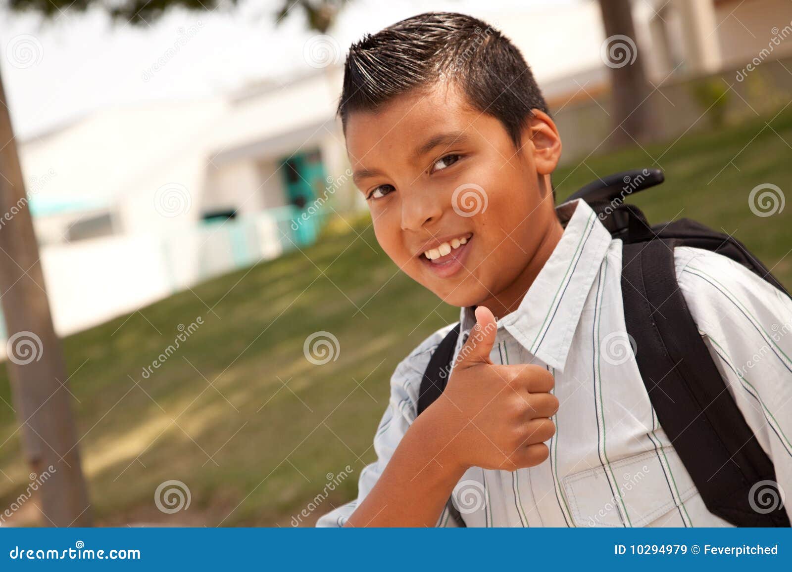 Happy Young Hispanic Boy Ready for School Stock Image - Image of school ...