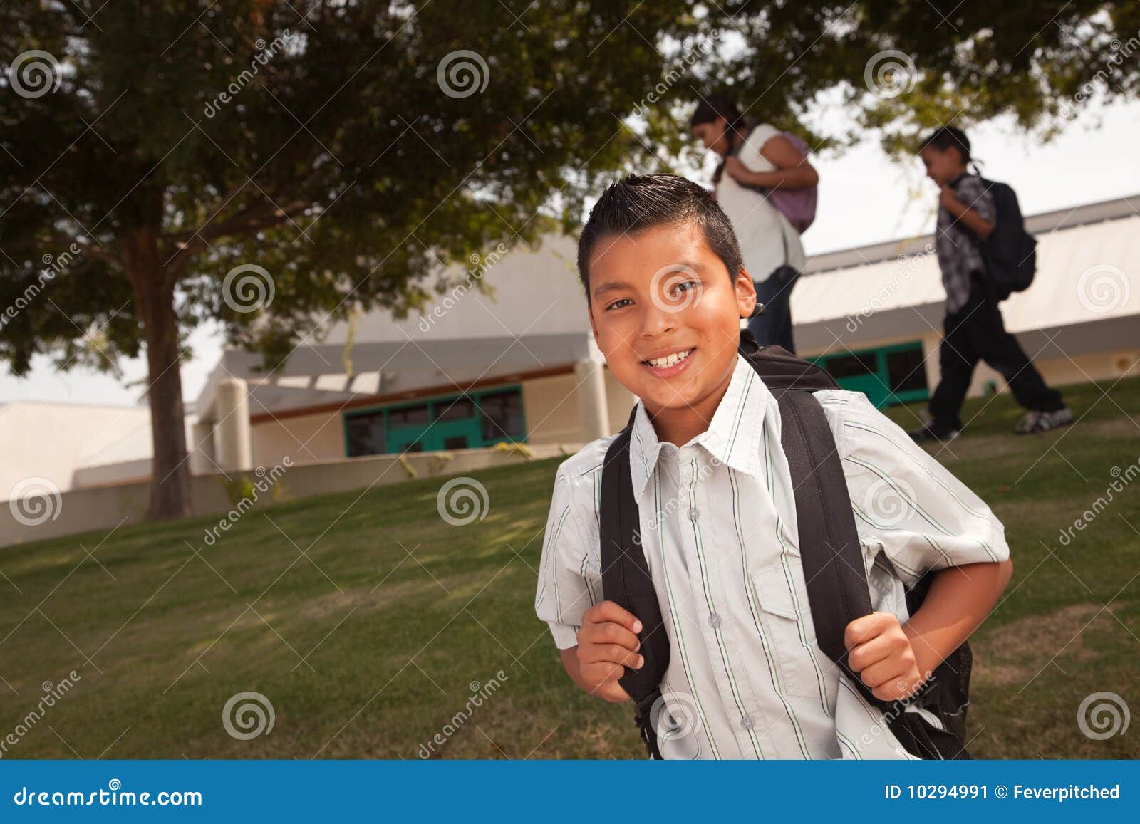 Happy Young Hispanic Boy Ready for School Stock Image - Image of ...