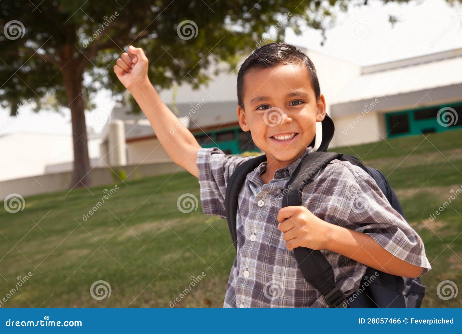 Happy Young Hispanic Boy Ready for School Stock Photo - Image of ...