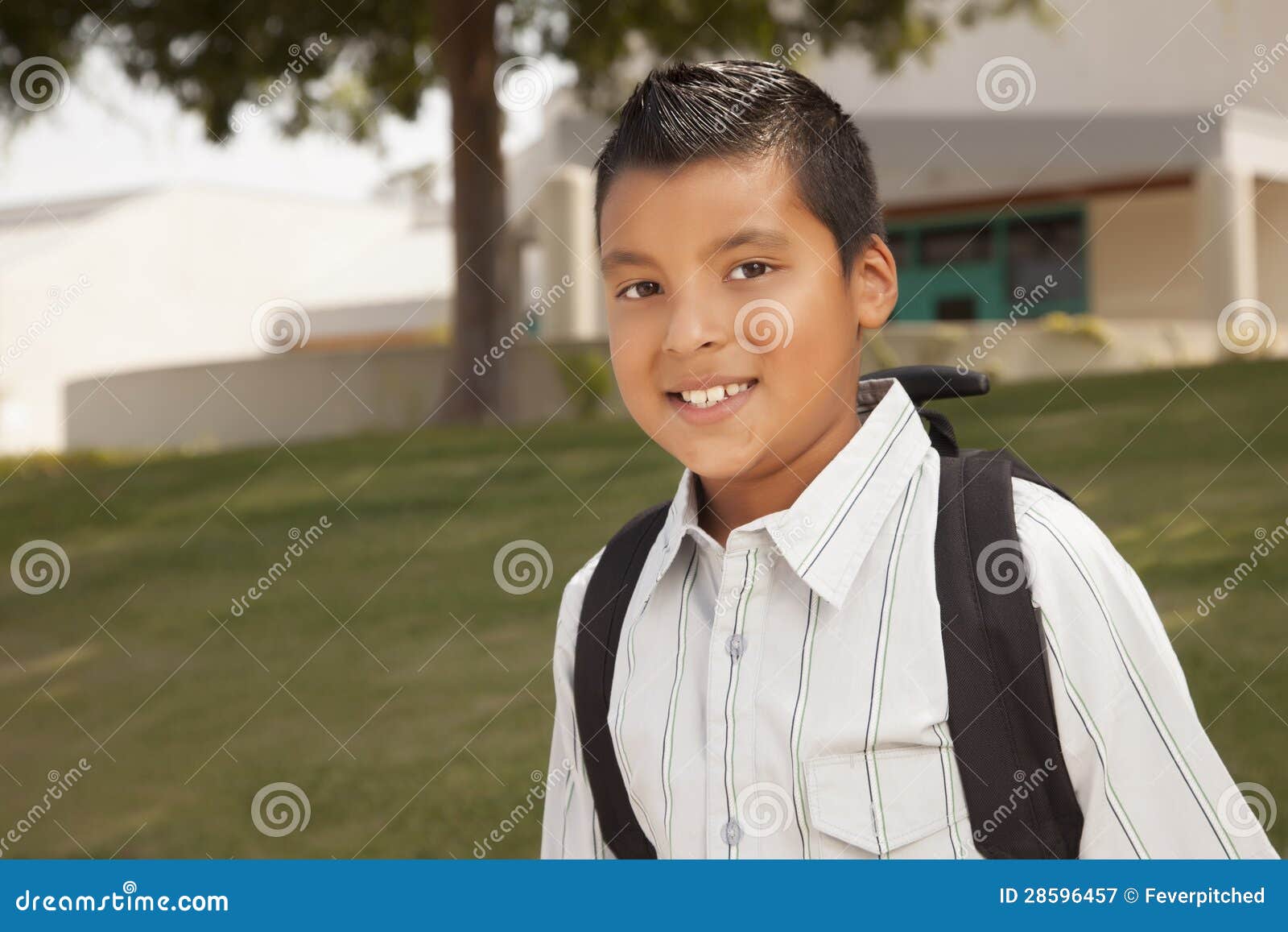 Happy Young Hispanic Boy Ready for School Stock Image - Image of ...