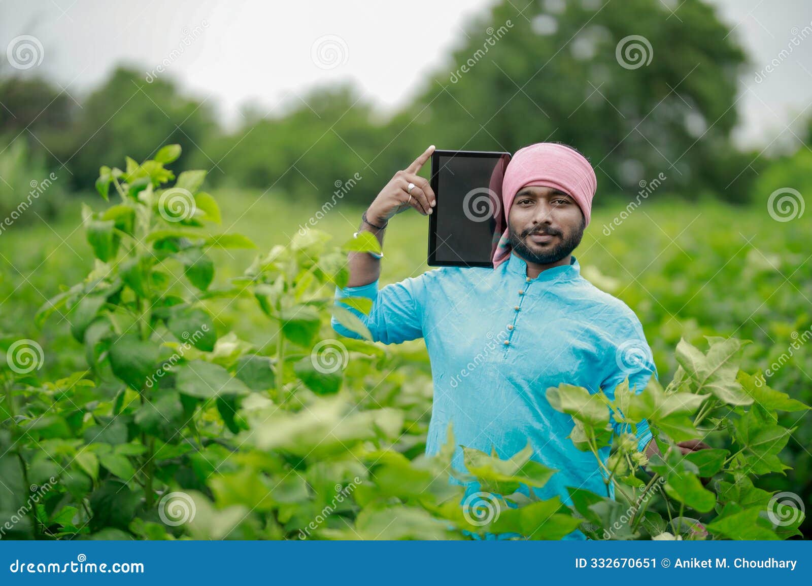 Happy Young Indian Farmer Using Smart Phone Stock Image - Image of ...