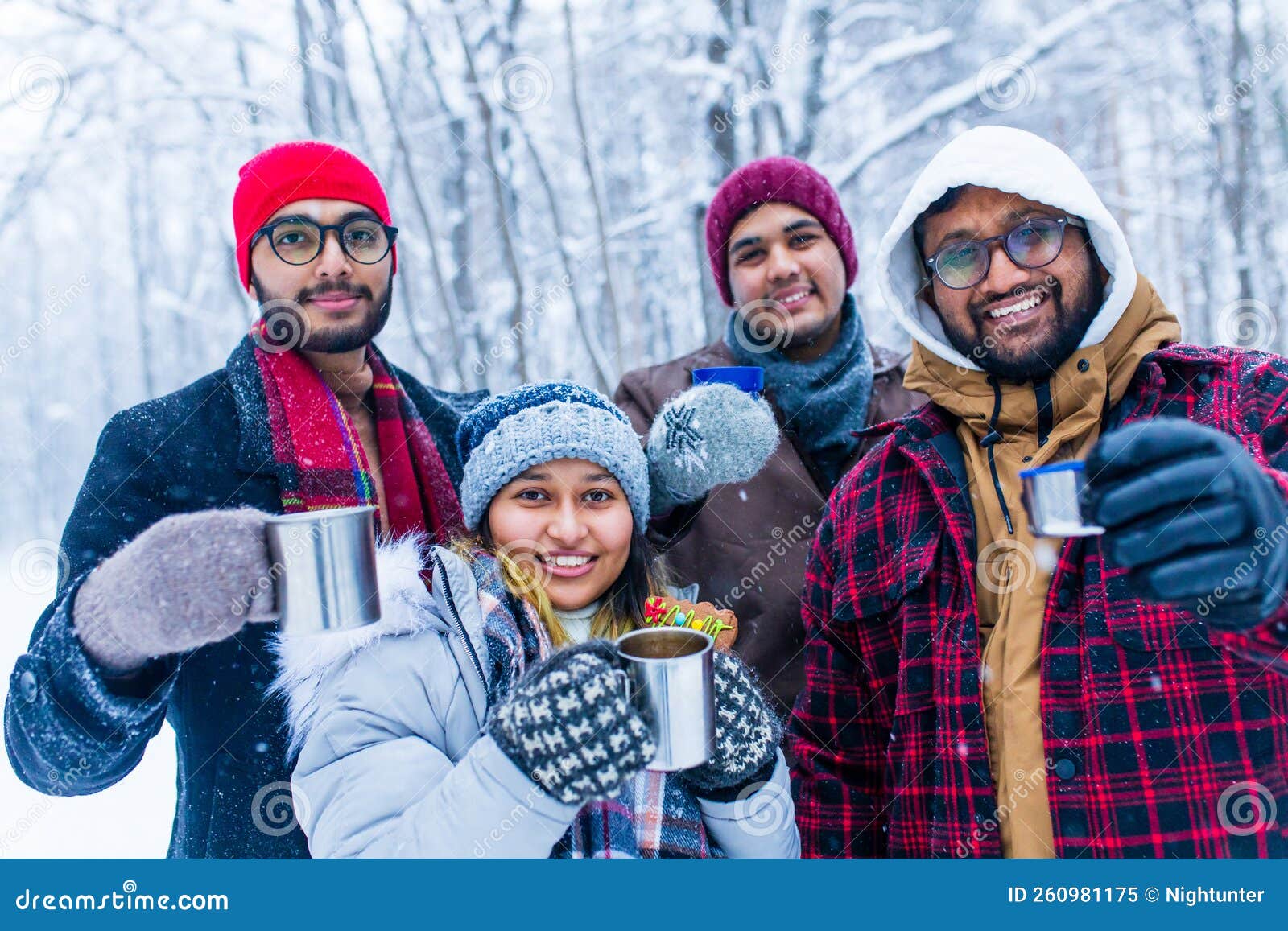 Happy Young Indian Friends Get Warming with Hot Tea Stock Image - Image ...