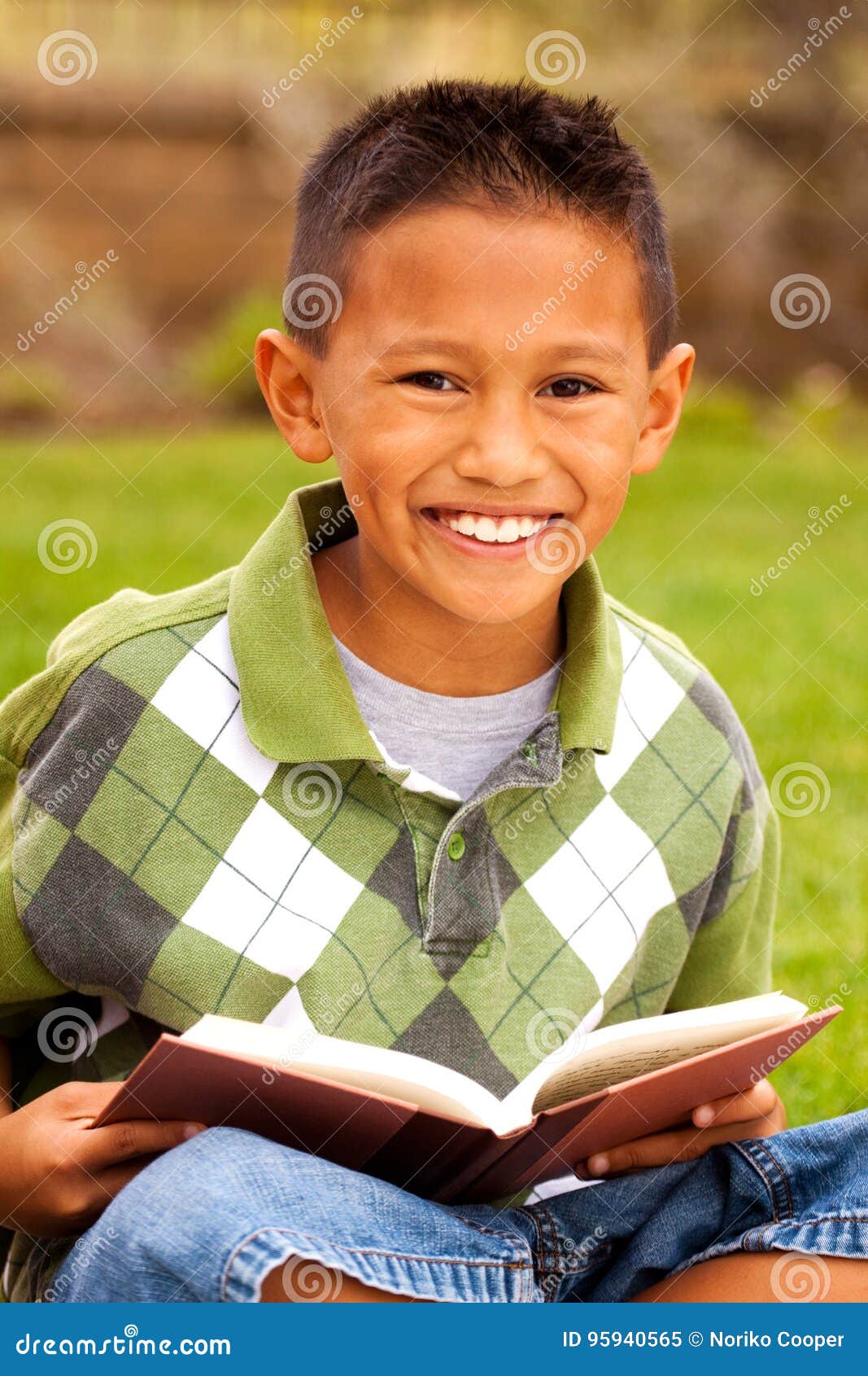 Happy Young Kids Smiling and Reading. Stock Image - Image of learning ...
