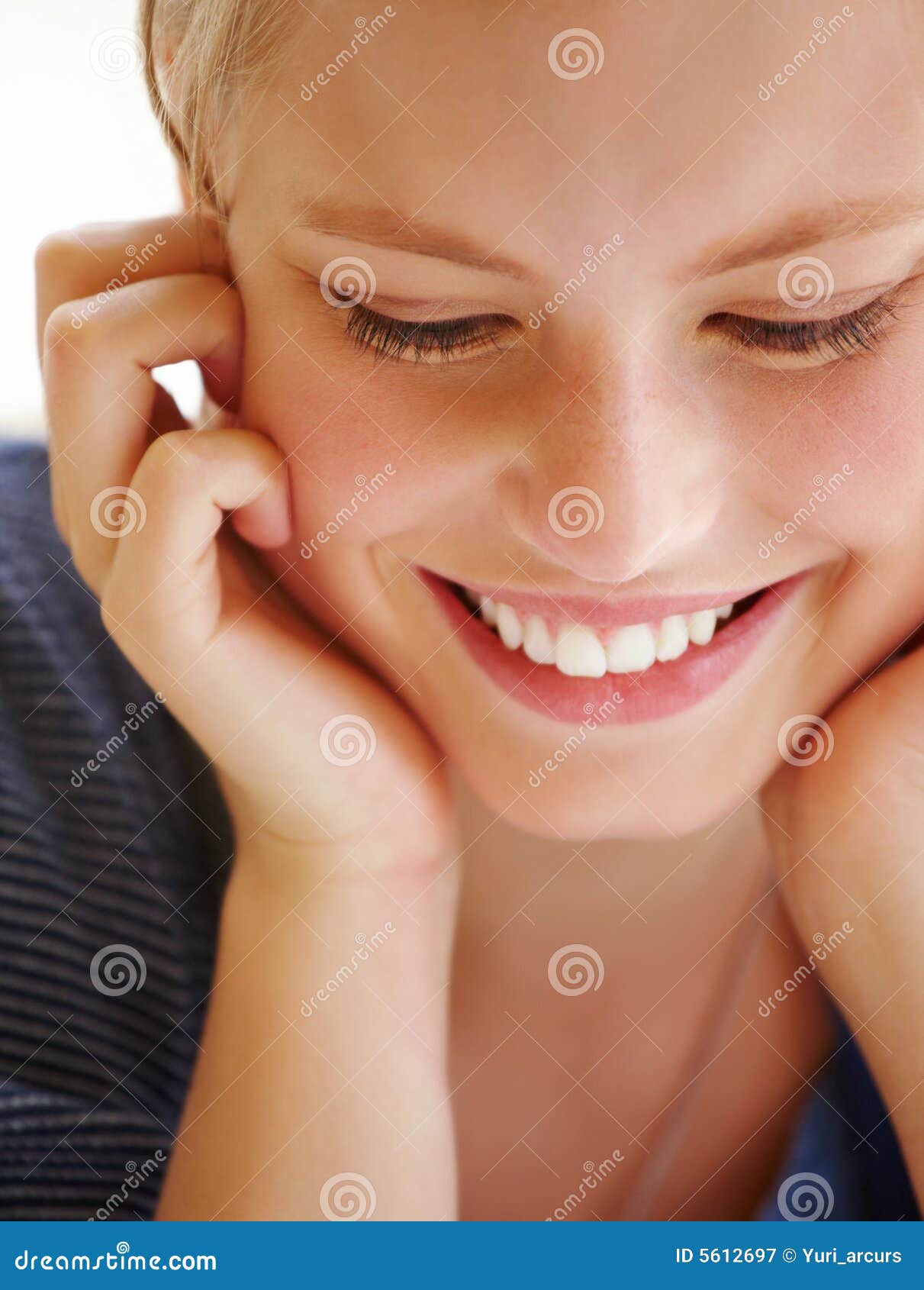 Happy Young Lady Looking Down Stock Image - Image of beauty, close: 5612697