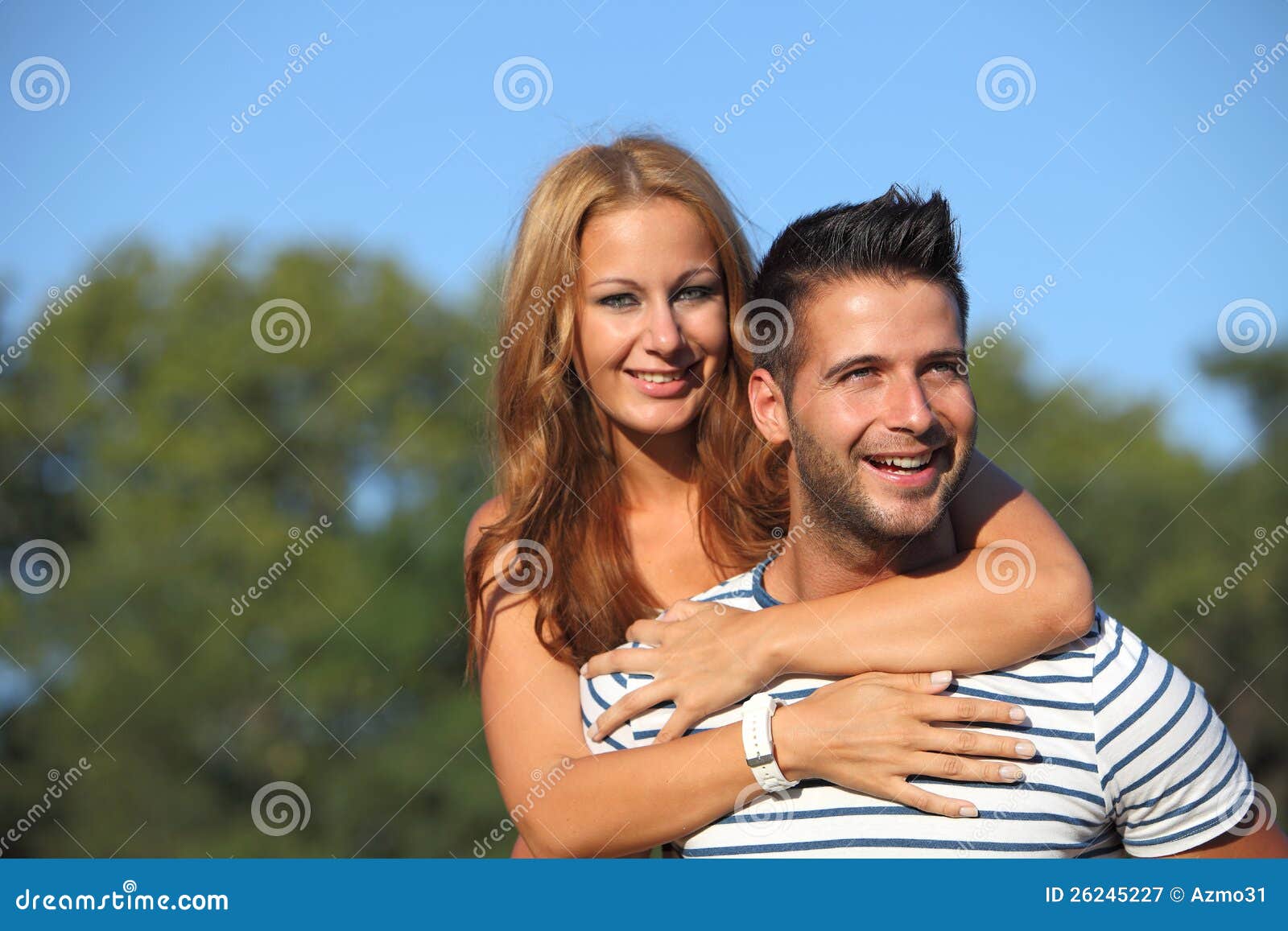 Happy Young Lovers Having Fun in the Park Stock Image - Image of ...