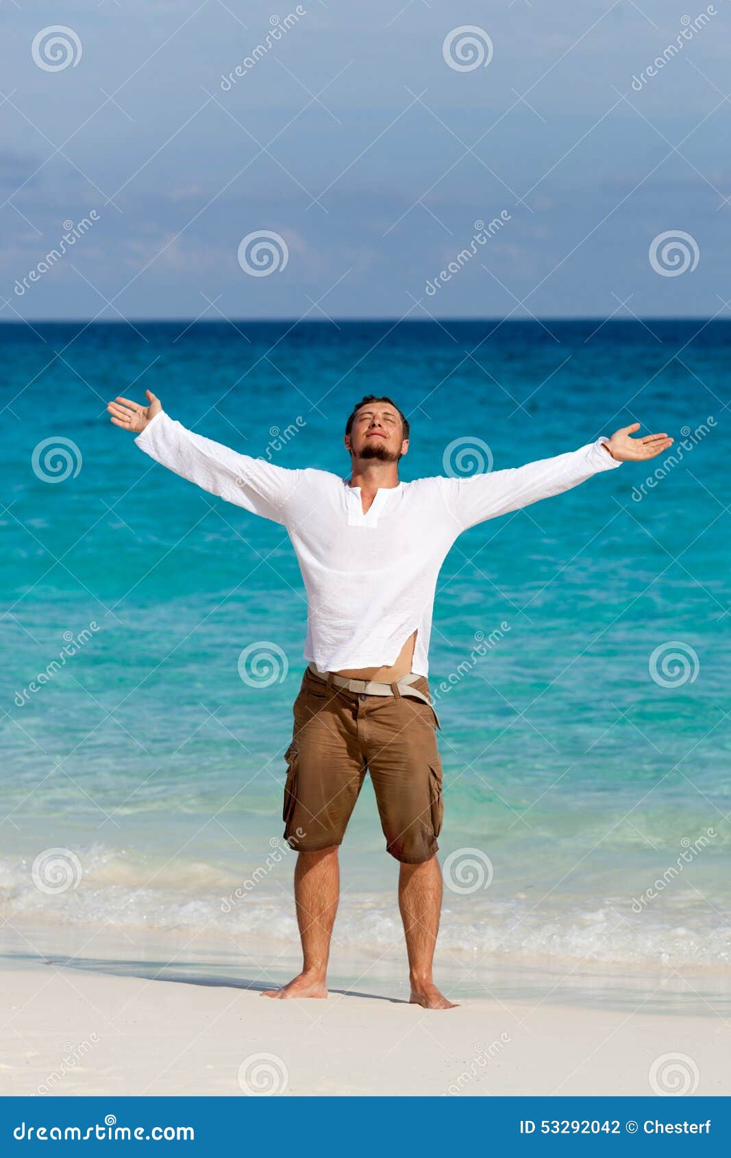 Happy Young Man on the Beach Stock Photo - Image of active, beauty ...