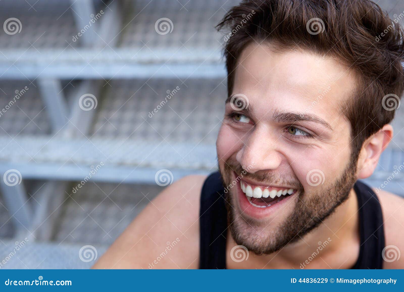 Happy Young Man with Beard Laughing Stock Image - Image of clothing ...