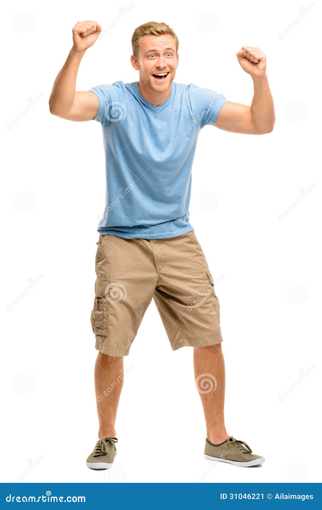 Happy Young Man Celebrating Success Isolated on White Stock Image ...