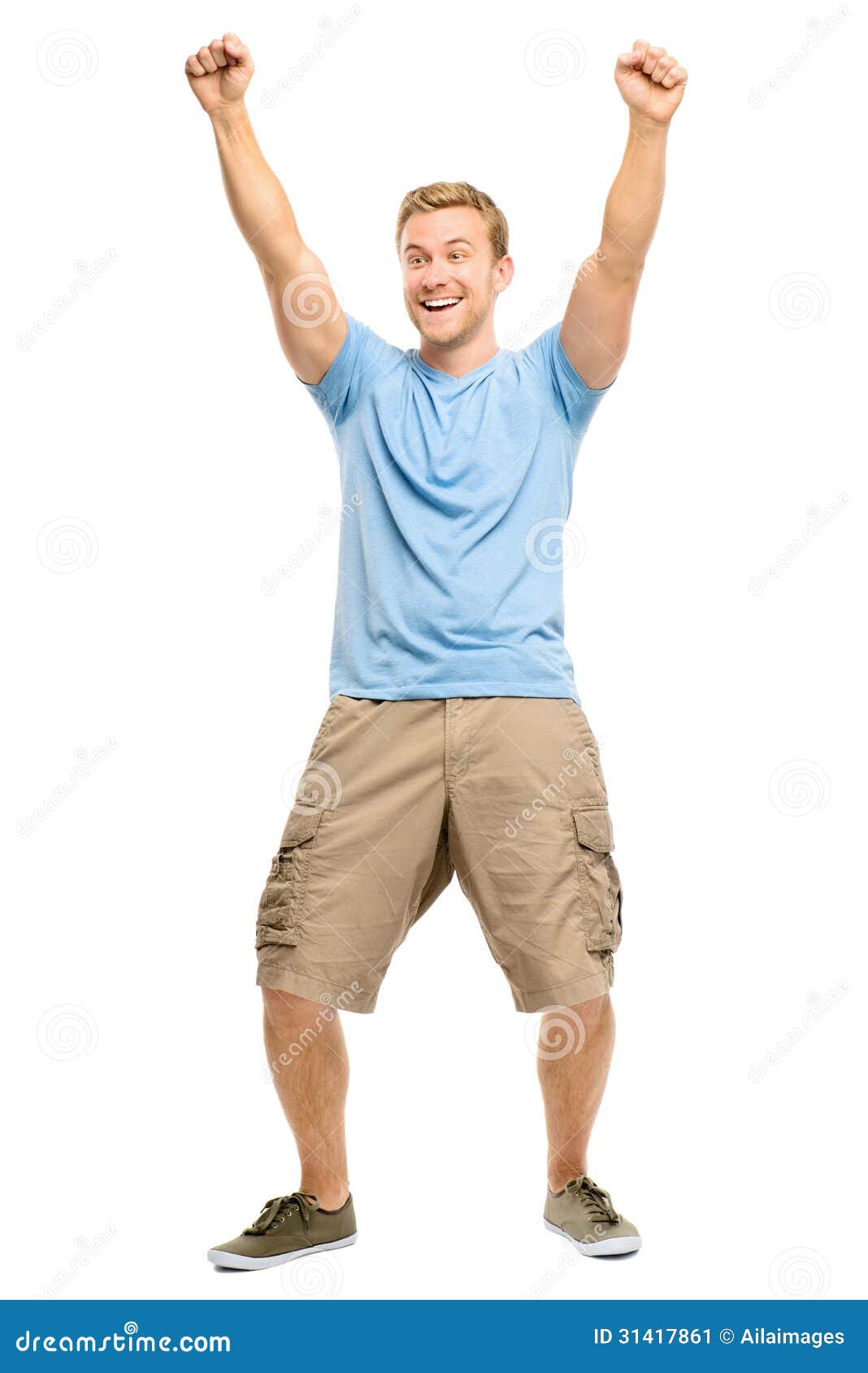 Happy Young Man Celebrating Success Isolated on White Stock Image ...