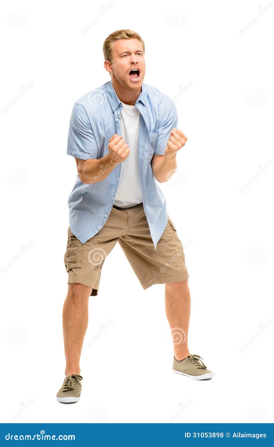 Happy Young Man Celebrating Success on White Background Stock Photo ...