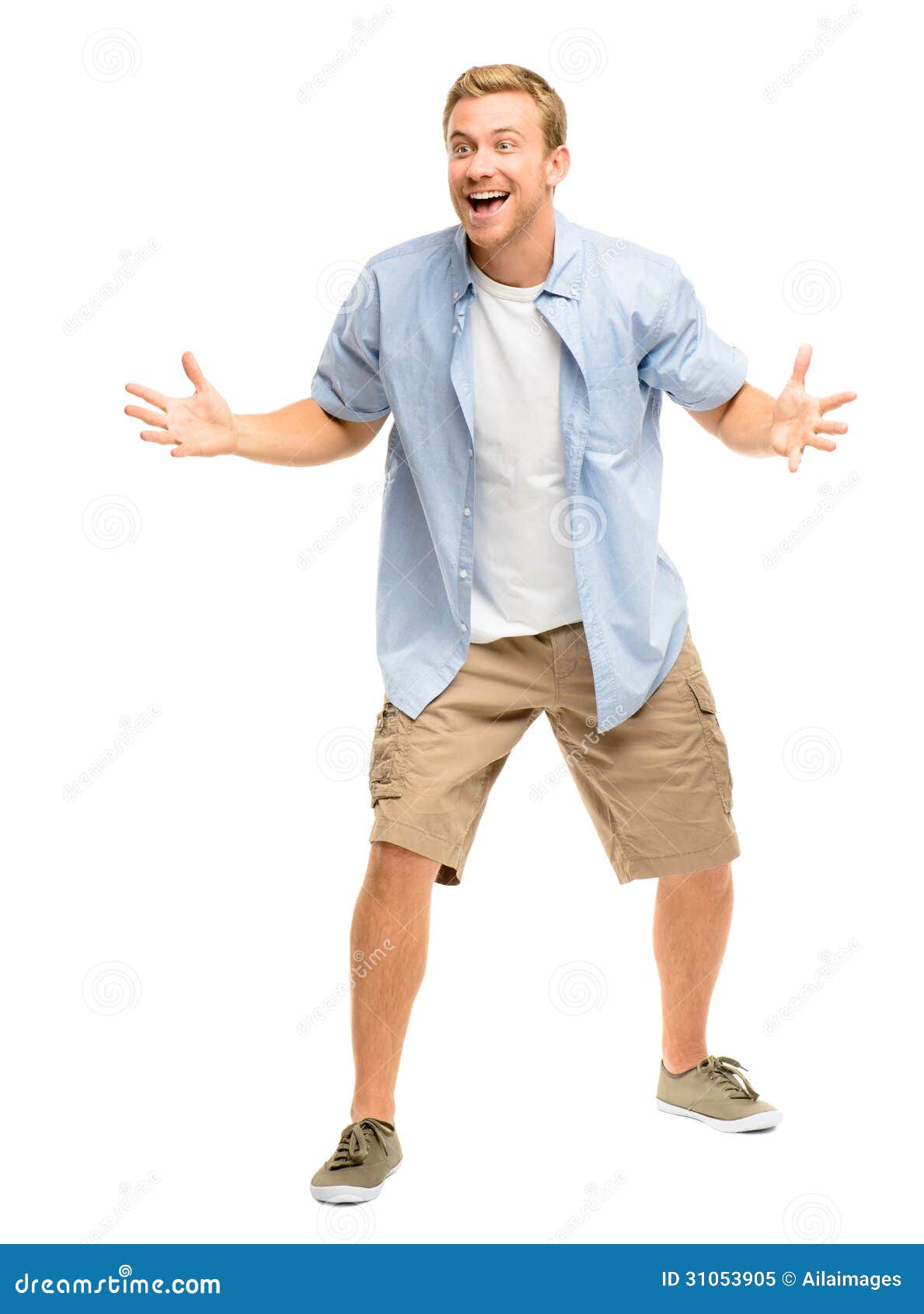 Happy Young Man Celebrating Success on White Background Stock Image ...