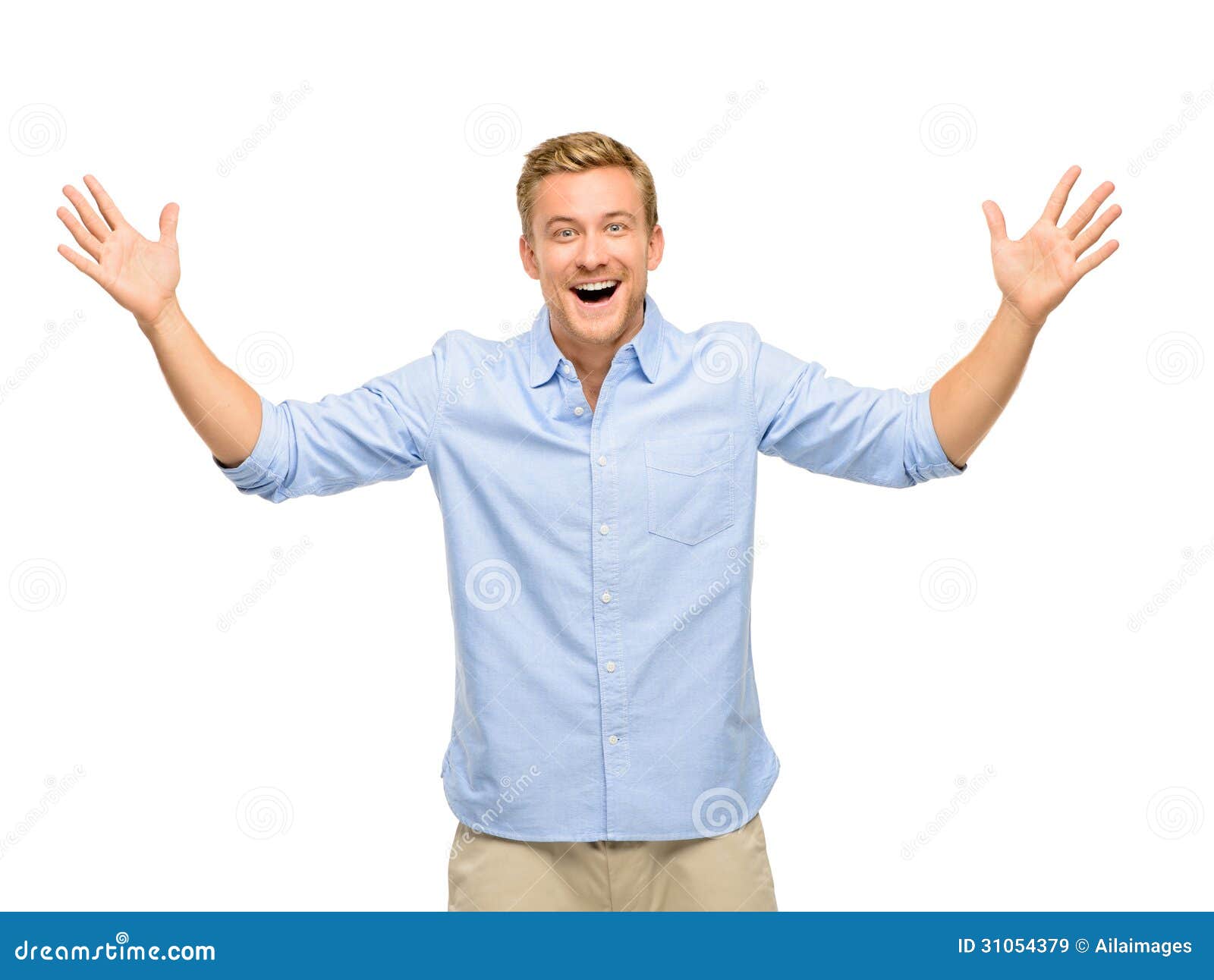 Happy Young Man Celebrating Success on White Background Stock Image ...