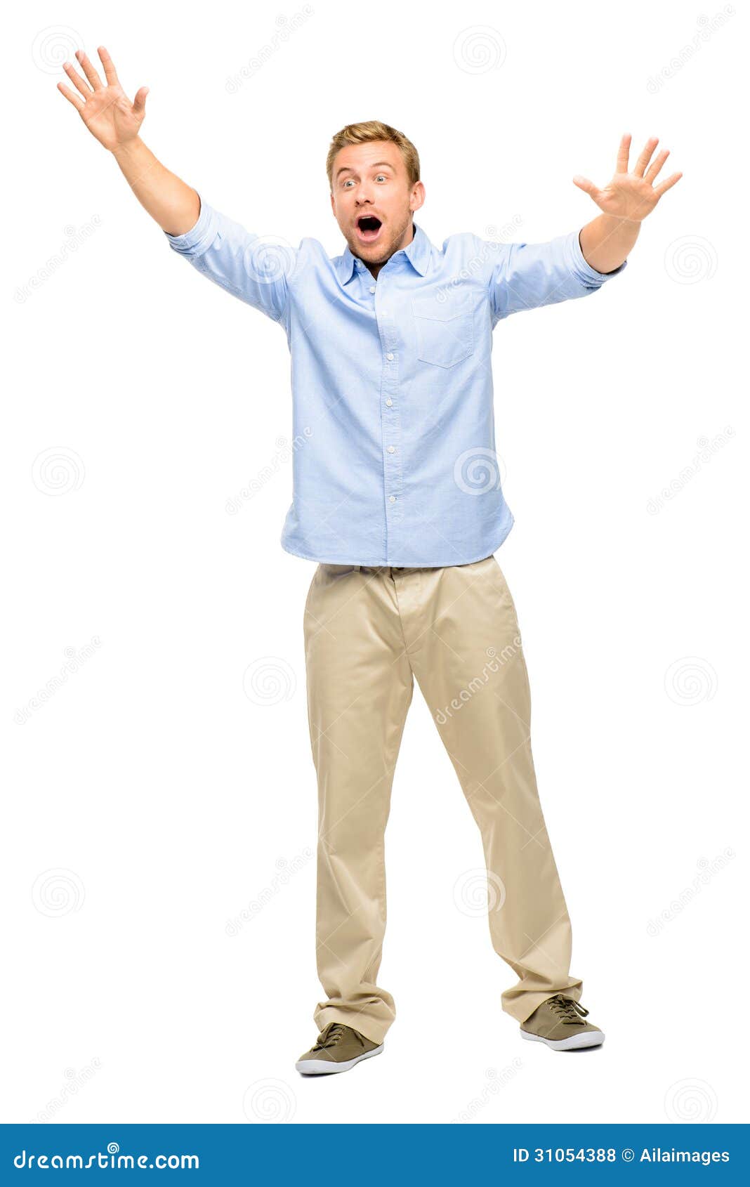 Happy Young Man Celebrating Success on White Background Stock Photo ...