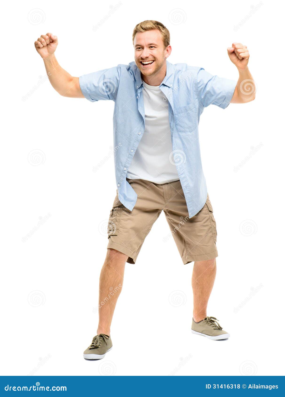 Happy Young Man Celebrating Success on White Background Stock Photo ...