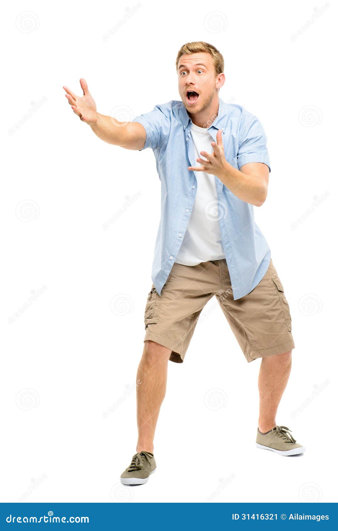 Happy Young Man Celebrating Success on White Background Stock Image ...