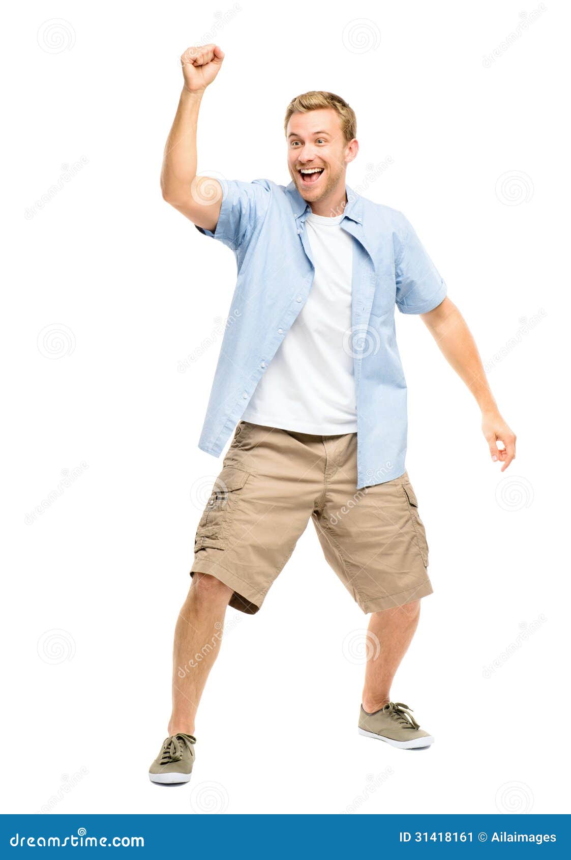Happy Young Man Celebrating Success on White Background Stock Image ...
