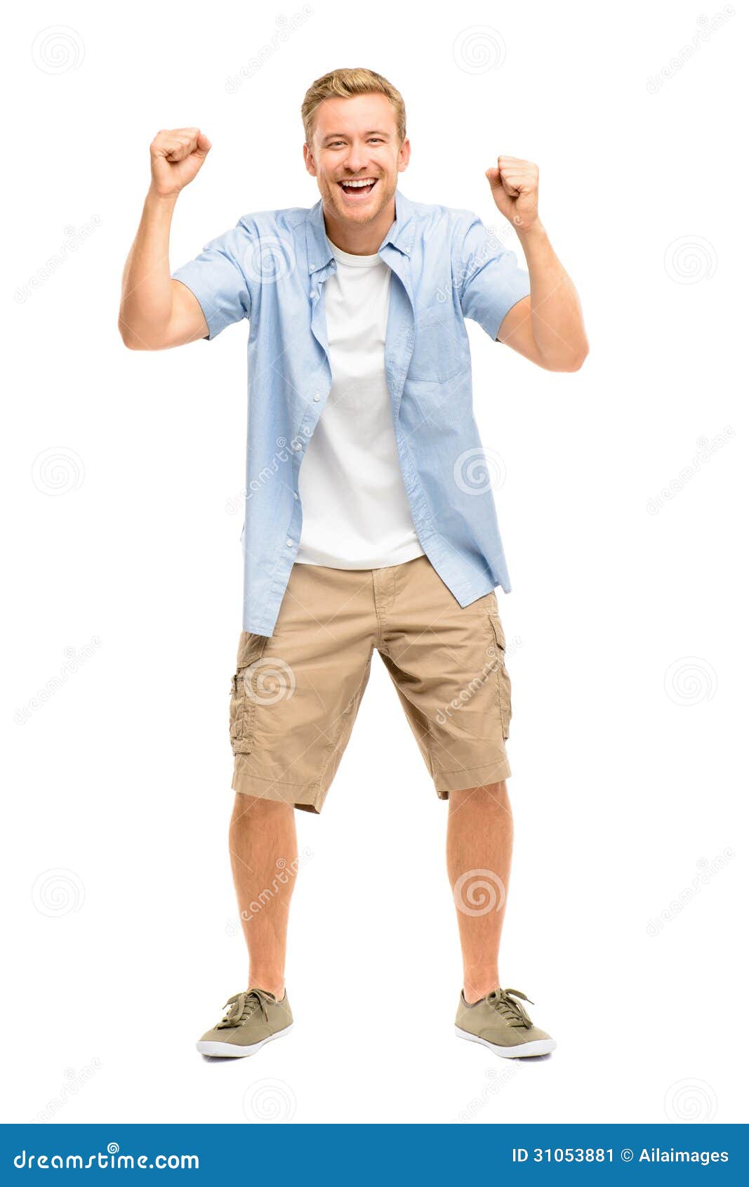 Happy Young Man Celebrating Success on White Background Stock Image ...