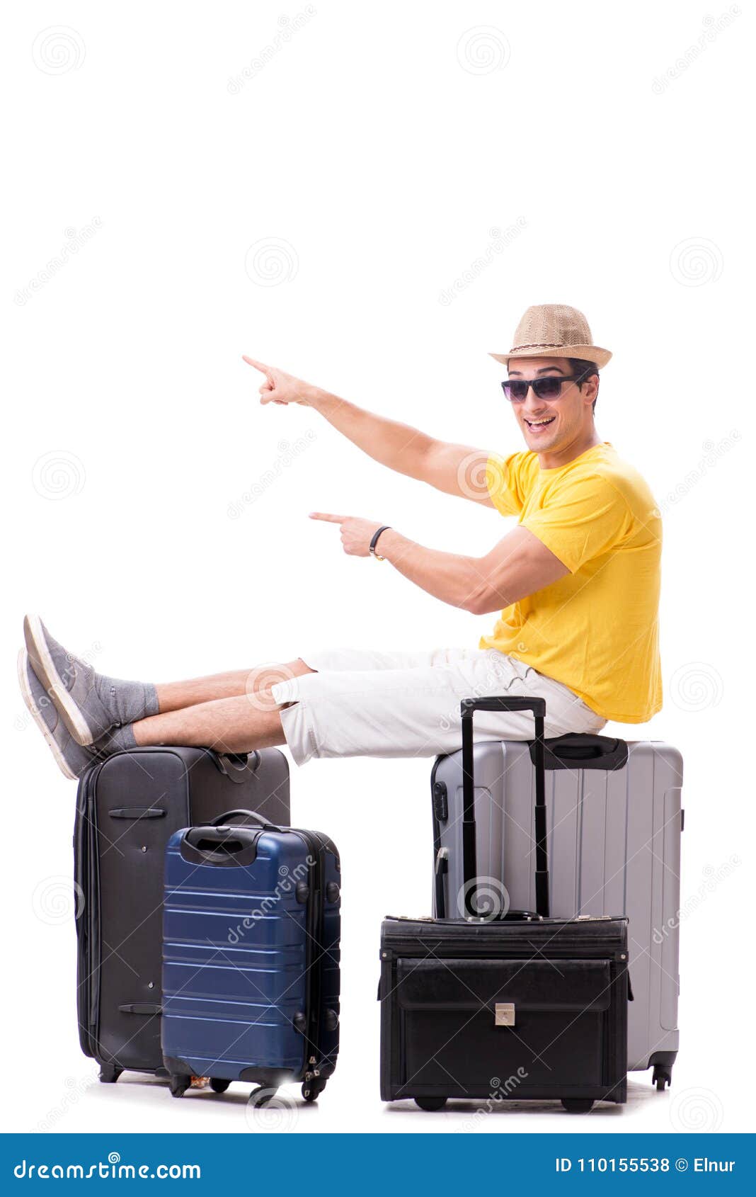The Happy Young Man Going on Summer Vacation Isolated on White Stock ...