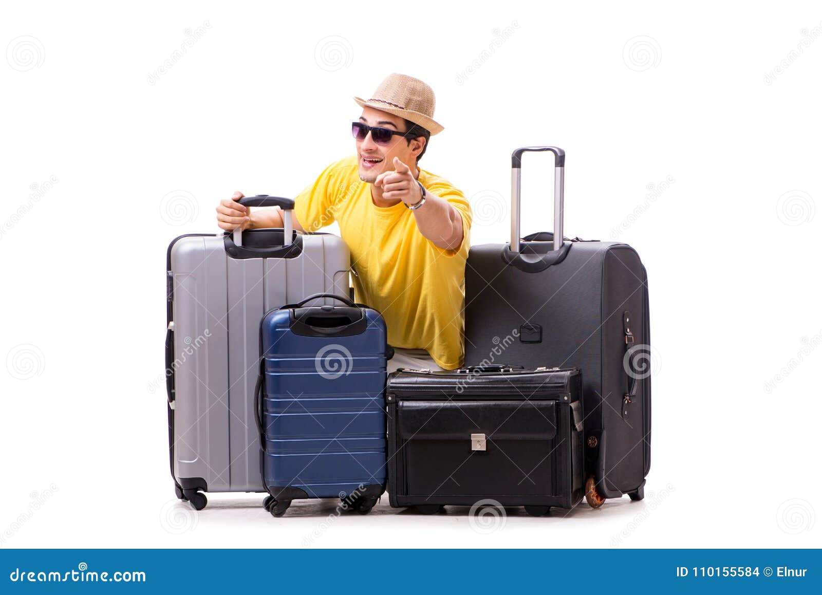 The Happy Young Man Going on Summer Vacation Isolated on White Stock ...