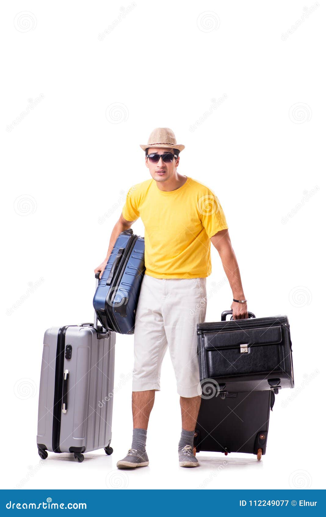 The Happy Young Man Going on Summer Vacation Isolated on White Stock ...