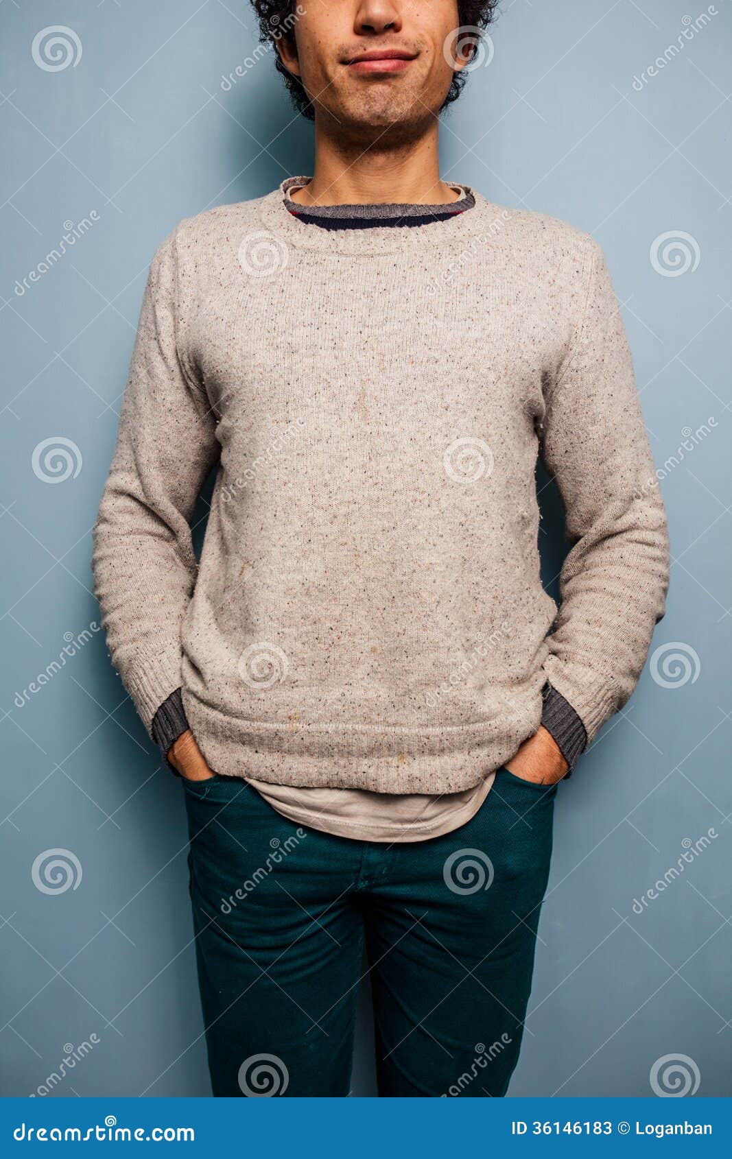 Happy Young Man with Hands in Pocket Stock Image - Image of standing ...