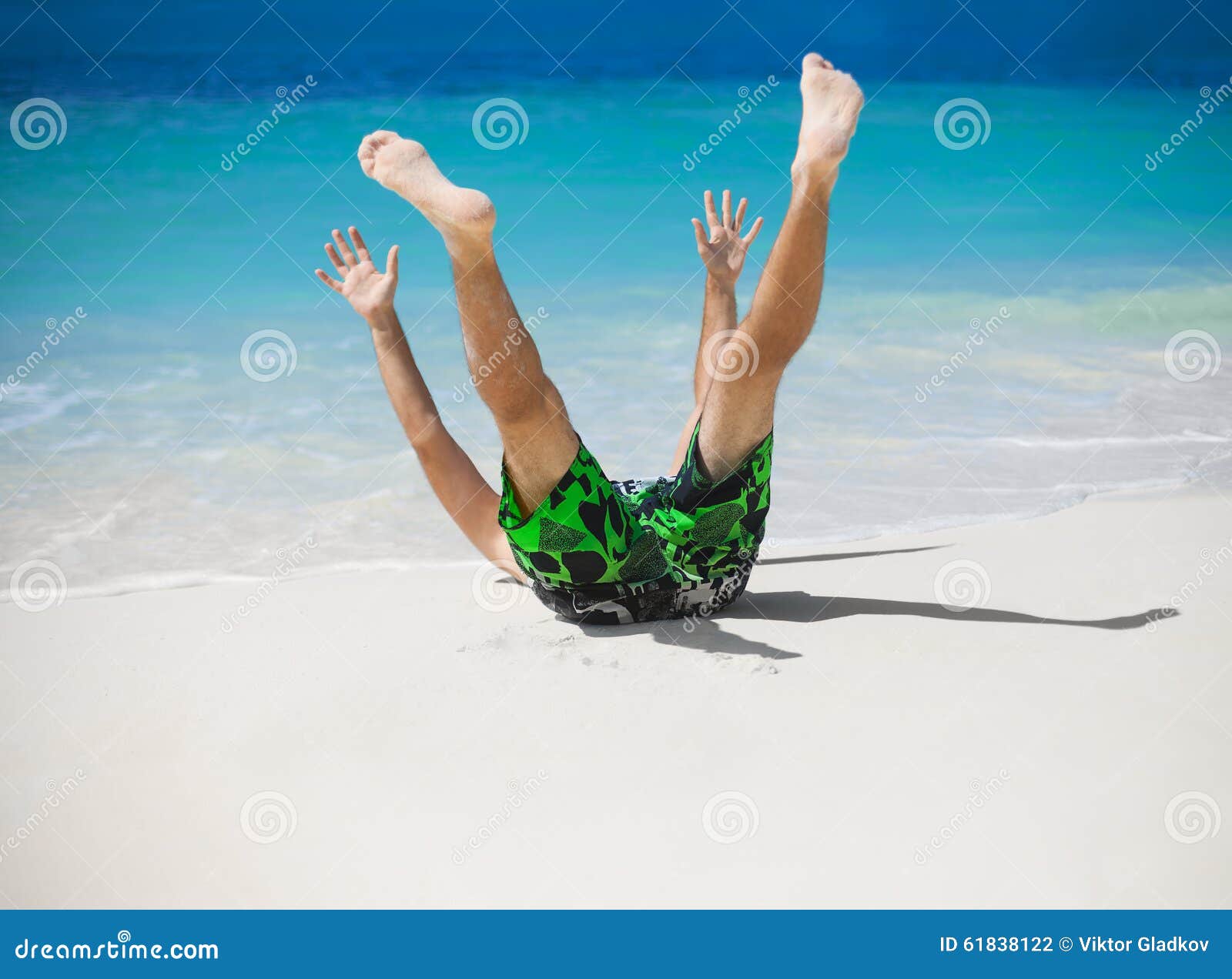 Happy Young Man Having Fun on Tropical Beach Stock Photo - Image of ...