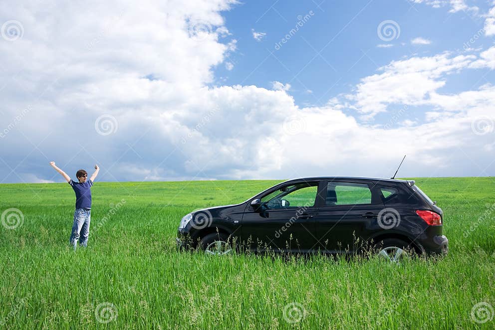 Happy Young Man and His First Car Stock Photo - Image of cheerful ...