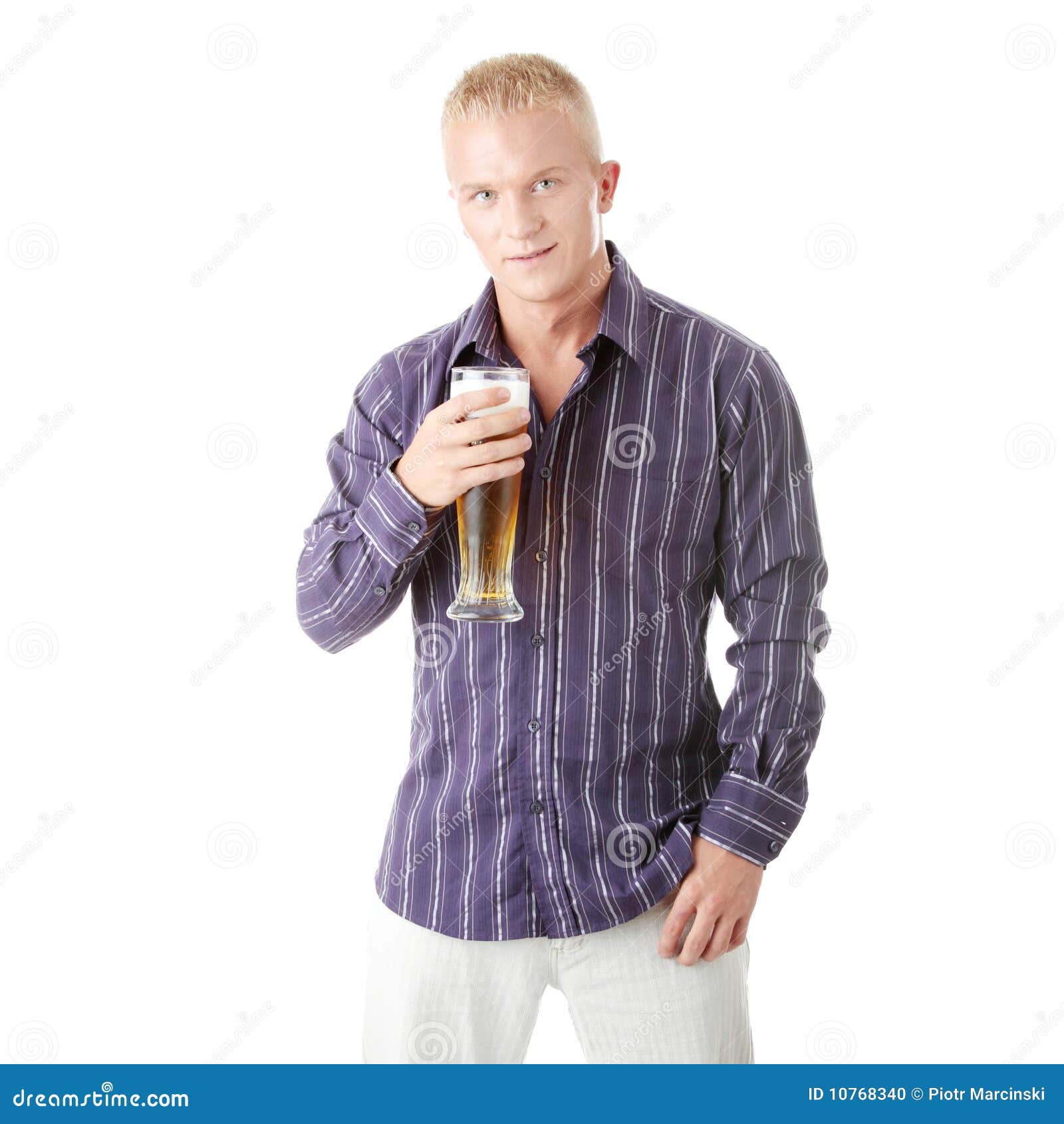 Happy Young Man Holding a Glass of Beer Stock Photo - Image of happy ...