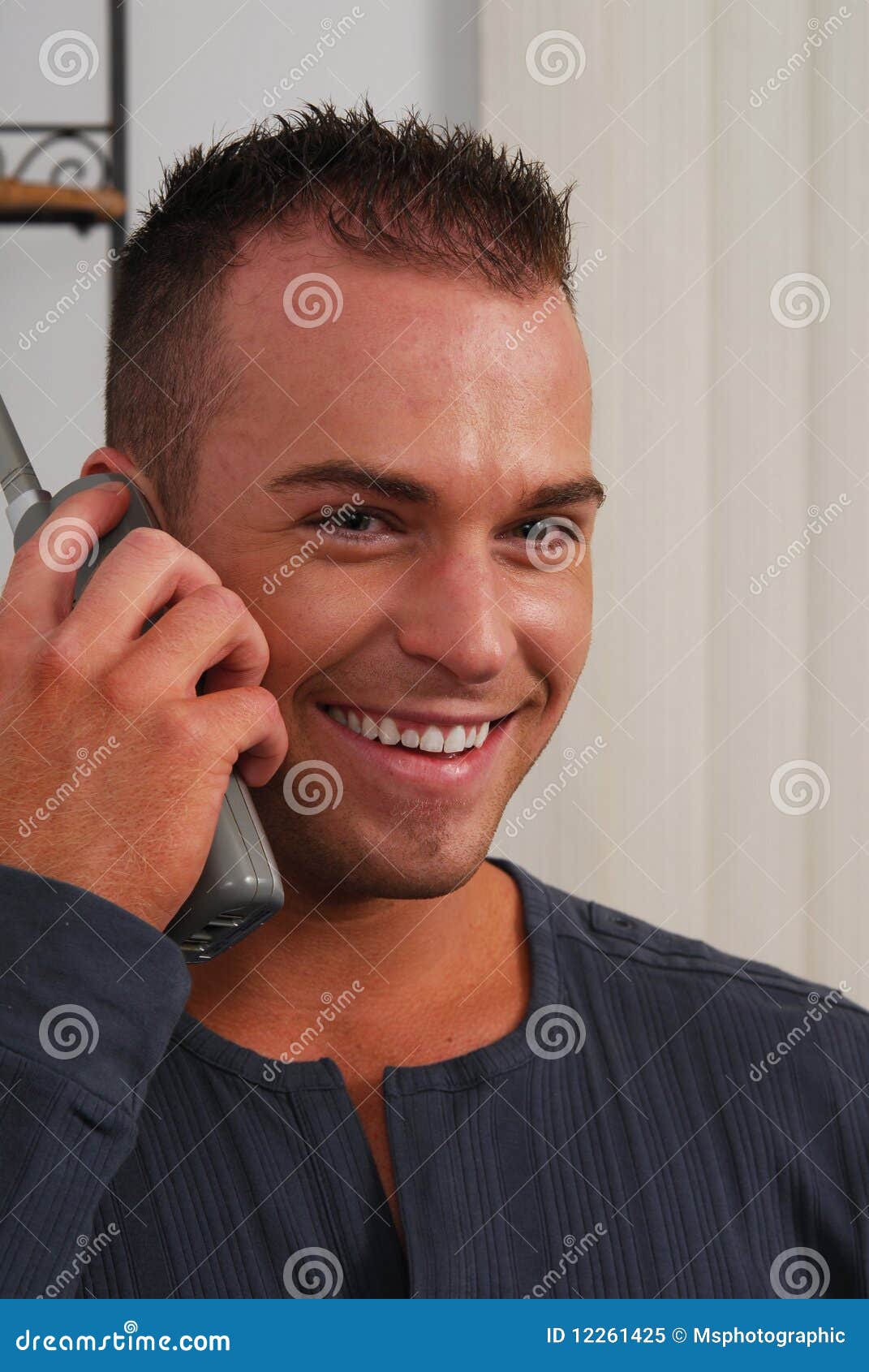 Happy Young Man on the Phone Stock Image - Image of adult, young: 12261425