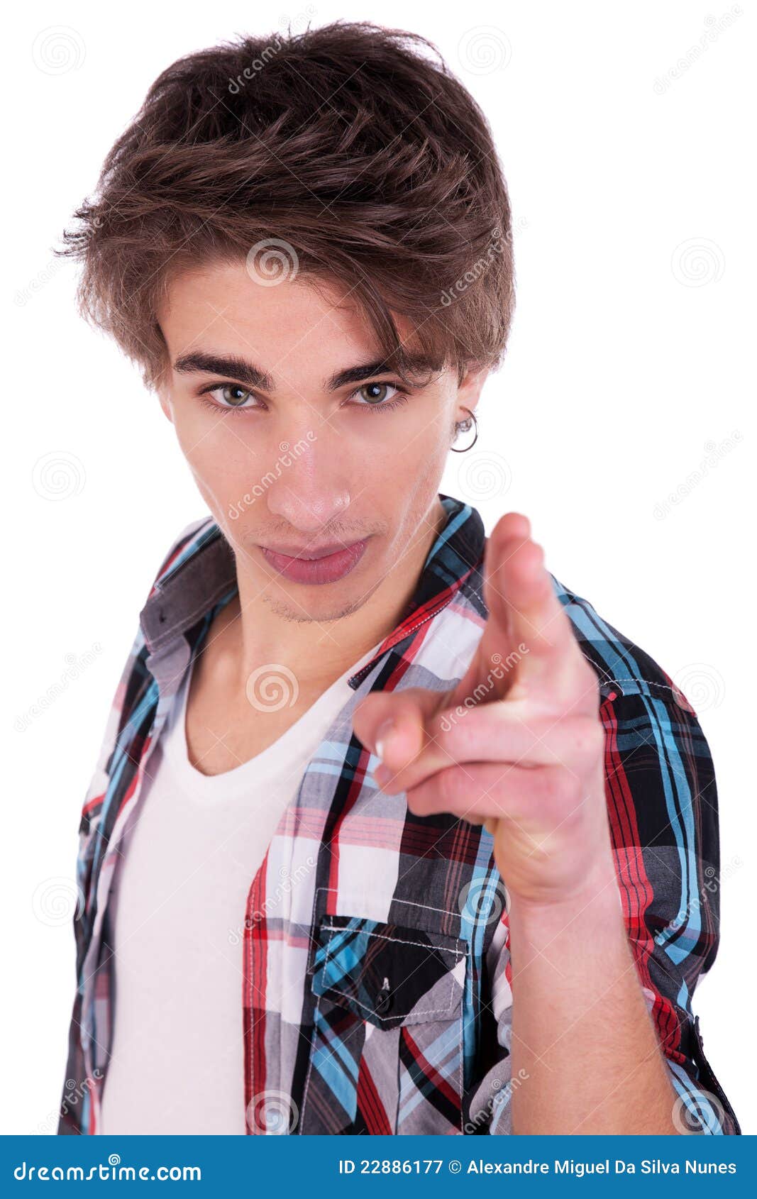 Happy young man pointing stock image. Image of hand, looking - 22886177