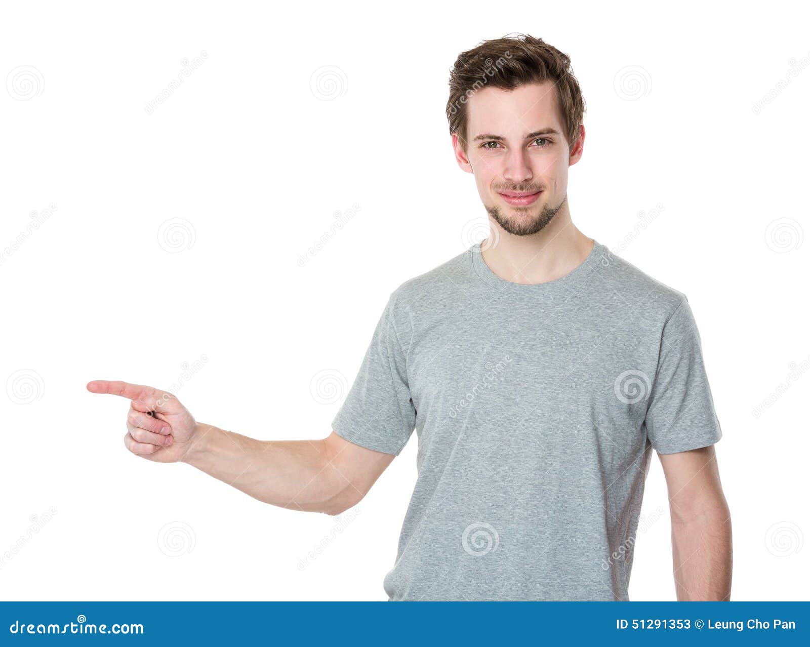 Happy Young Man Pointing at Something Interesting Stock Image - Image ...