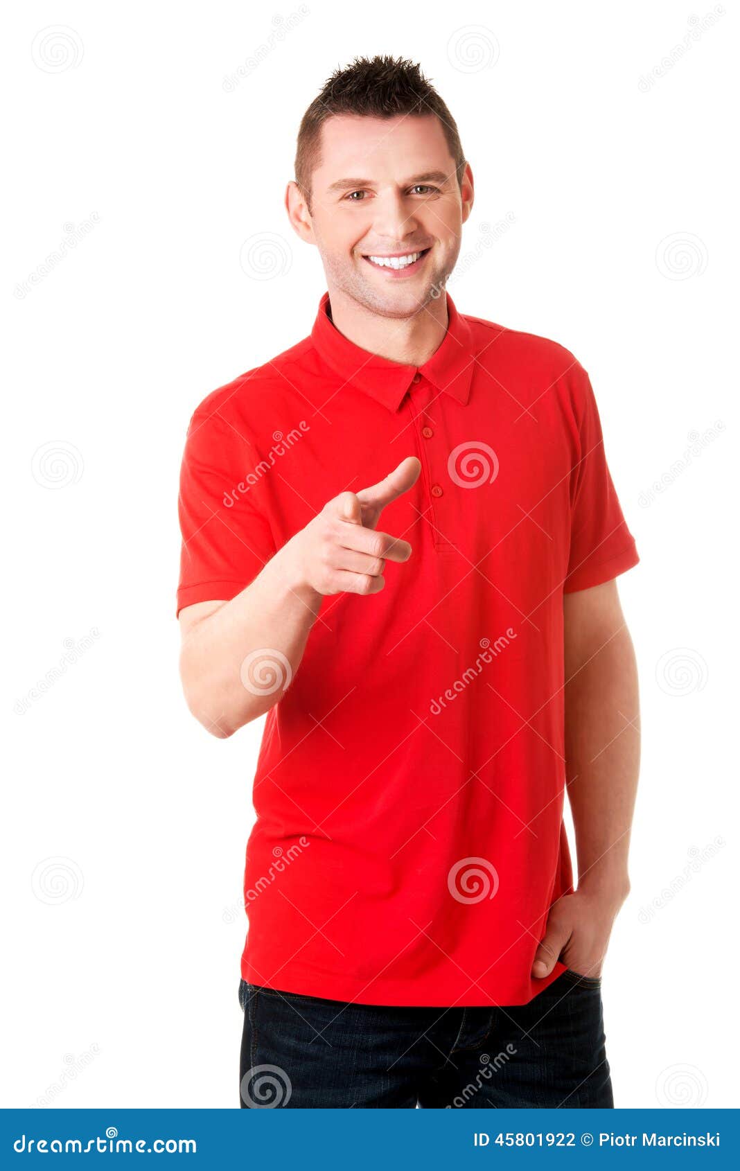 Happy Young Man Pointing You Stock Photo - Image of expression, shirt ...