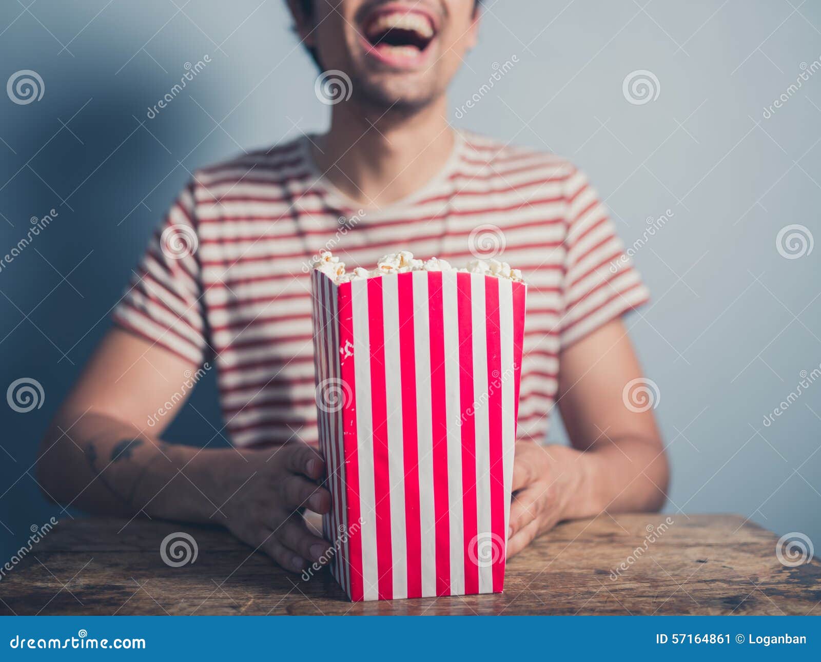 Happy Young Man with Popcorn Stock Image - Image of movies, cinema ...