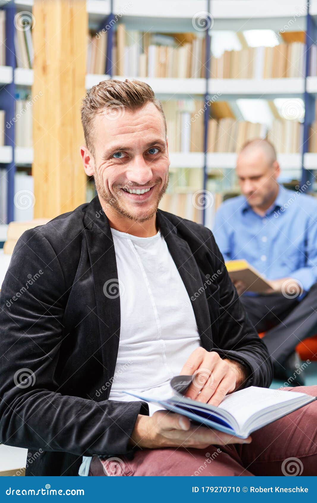 Happy Young Man Reading the Book Stock Photo - Image of happy ...