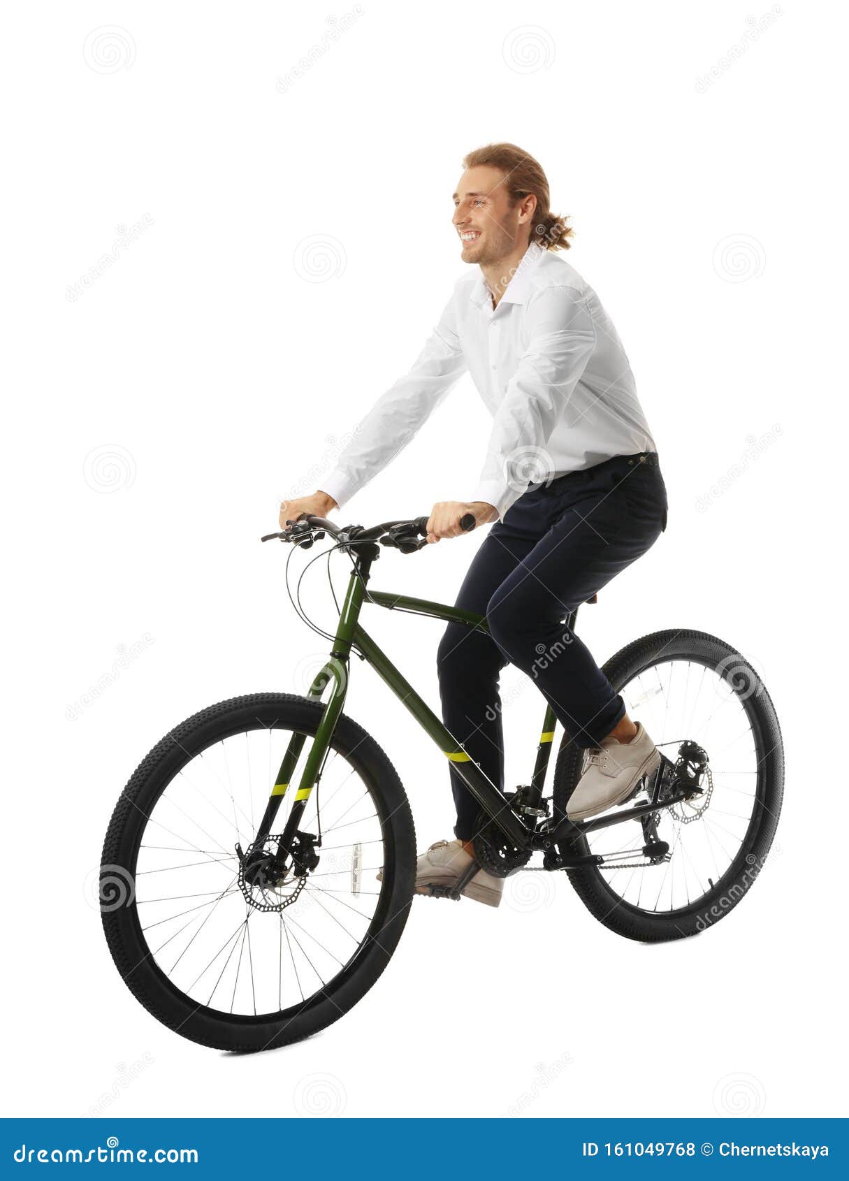 Happy Young Man Riding Bicycle on White Stock Photo - Image of bicycle ...