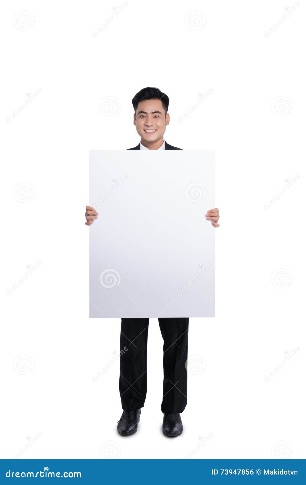 Happy Young Man Showing and Displaying Placard Ready for Your Te Stock ...