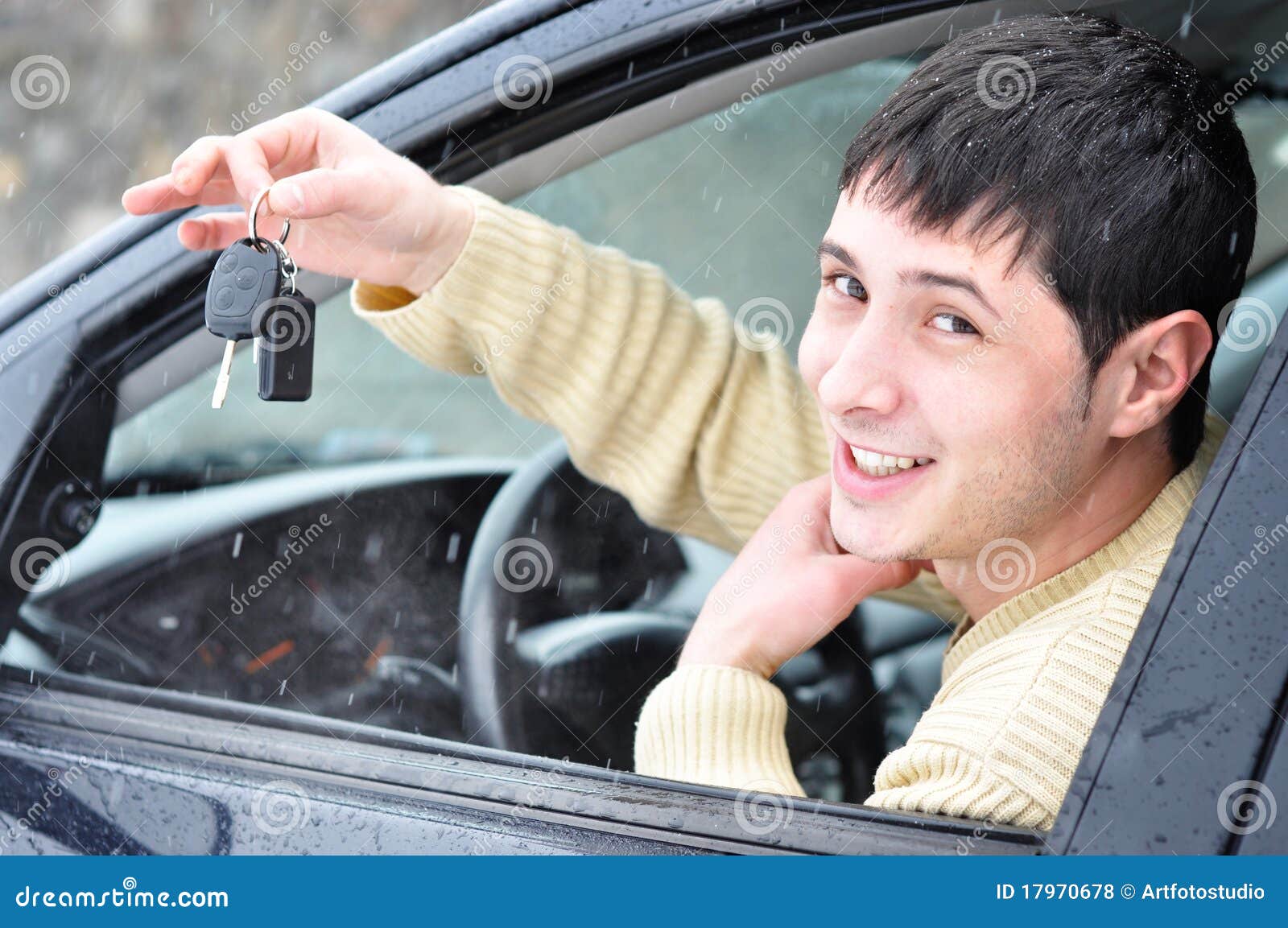 Happy Young Man Showing His Car Keys Stock Photo - Image of exam, hire ...