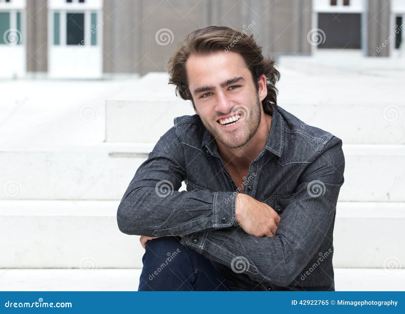 Happy Young Man Smiling Outside Stock Image - Image of caucasian ...