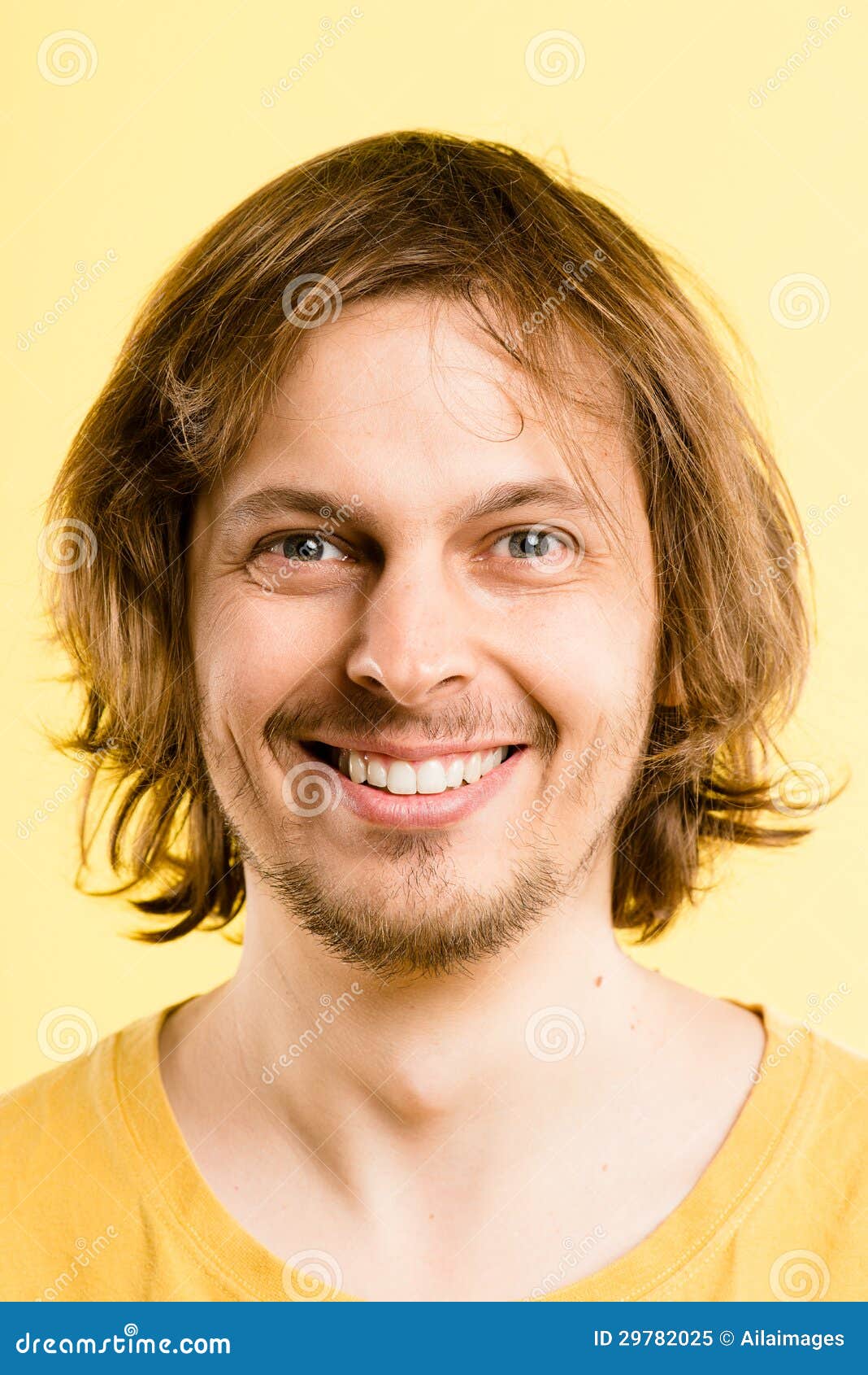 Happy Man Portrait Real People High Definition Yellow Background Stock ...
