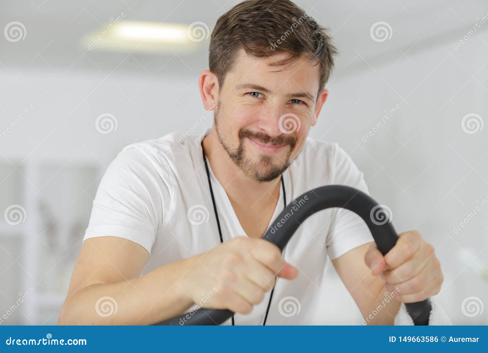 Happy Young Man after Spinning Class Stock Photo - Image of moving ...