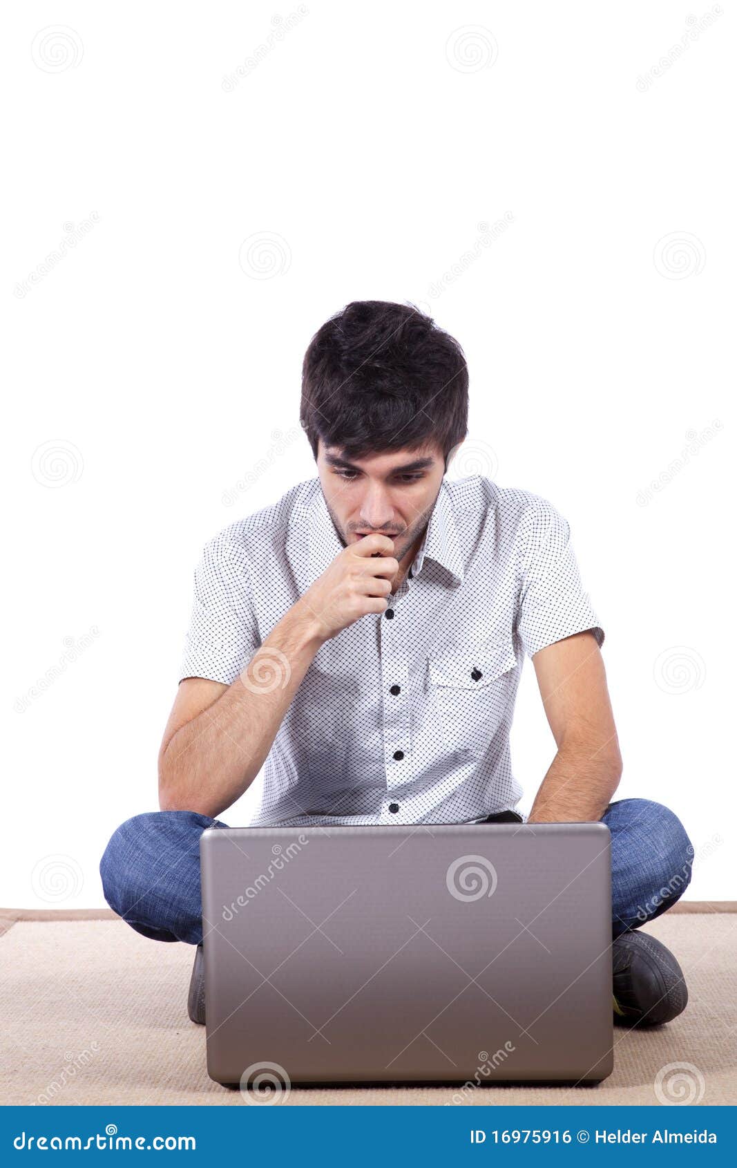 Happy Young Man Surfing the Internet Stock Photo - Image of male ...