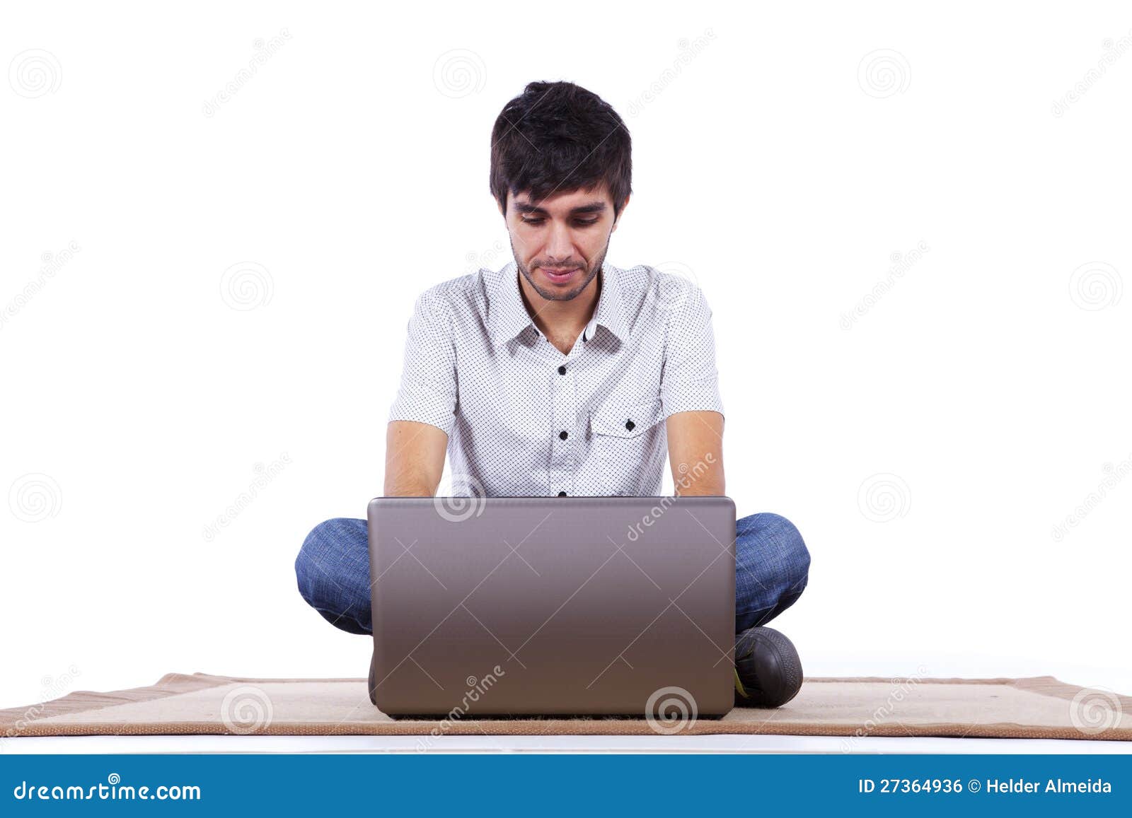 Happy Young Man Surfing the Internet Stock Photo - Image of person ...