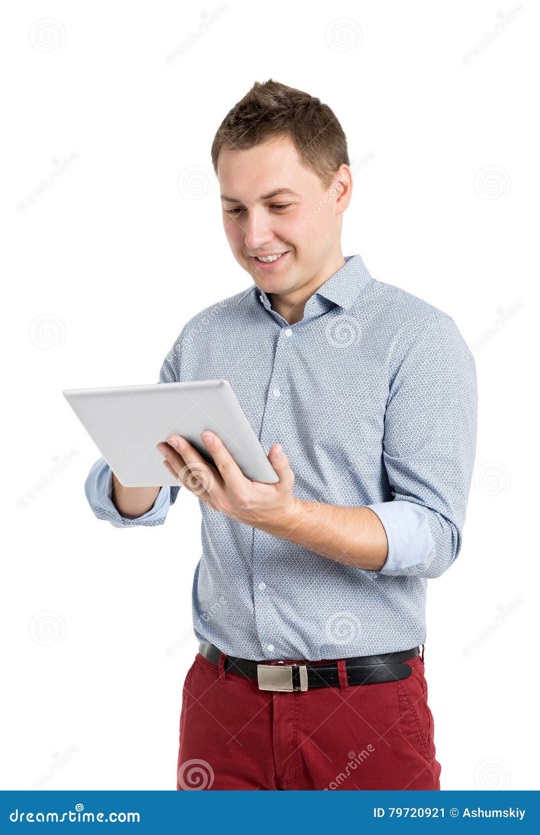 Happy Young Man Using Digital Tablet Stock Image - Image of businessman ...