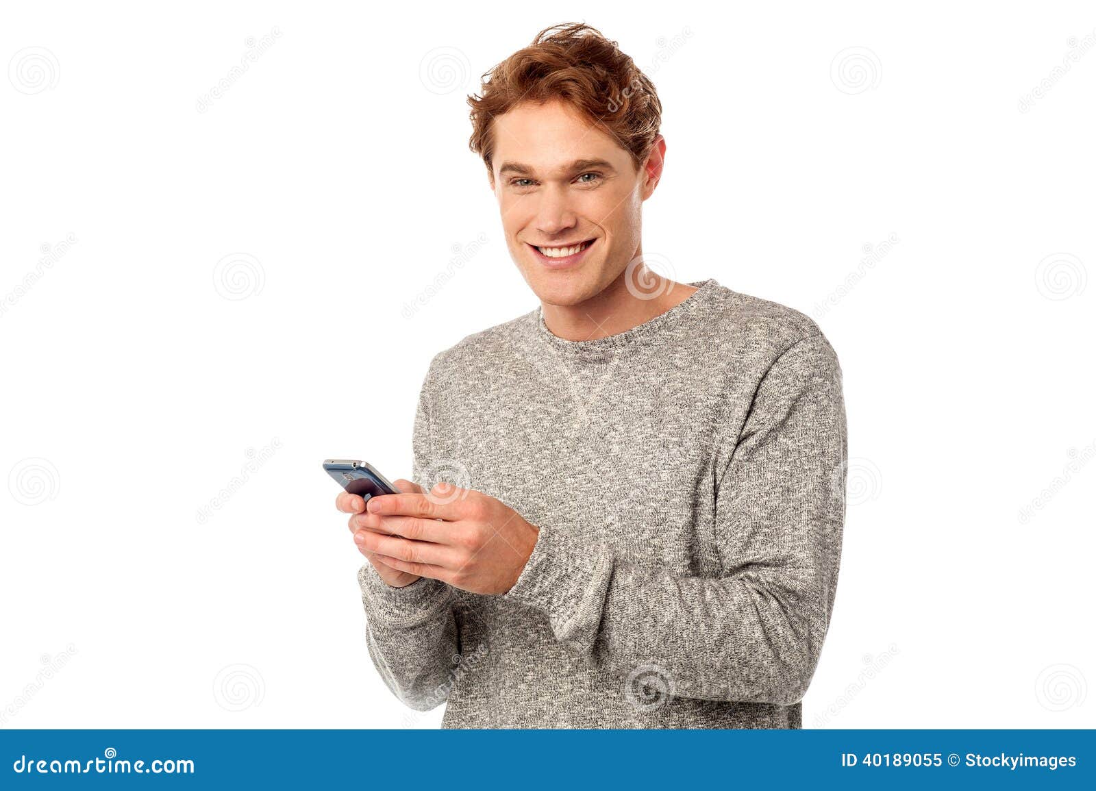 Happy Young Man Using Mobile Stock Image - Image of male, mobile: 40189055
