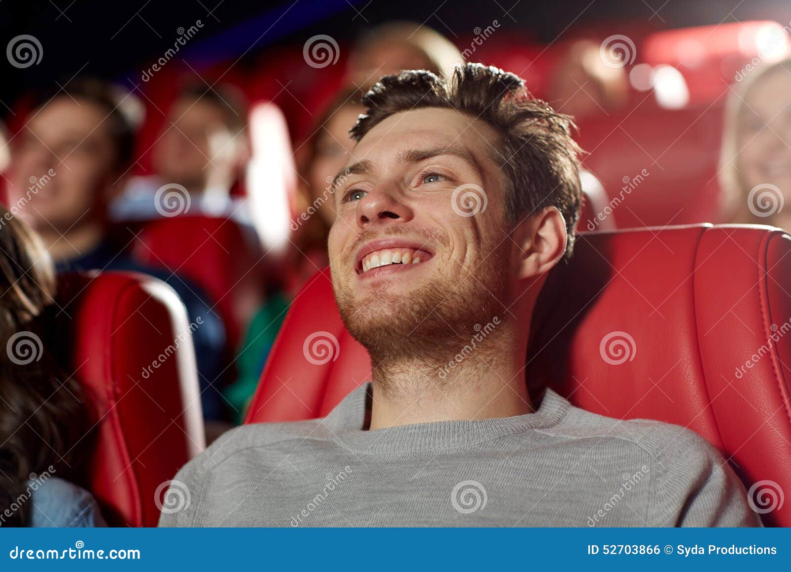 Happy Young Man Watching Movie in Theater Stock Photo - Image of ... Happy Young Man Watching Movie in Theater Stock Photo - Image of ...