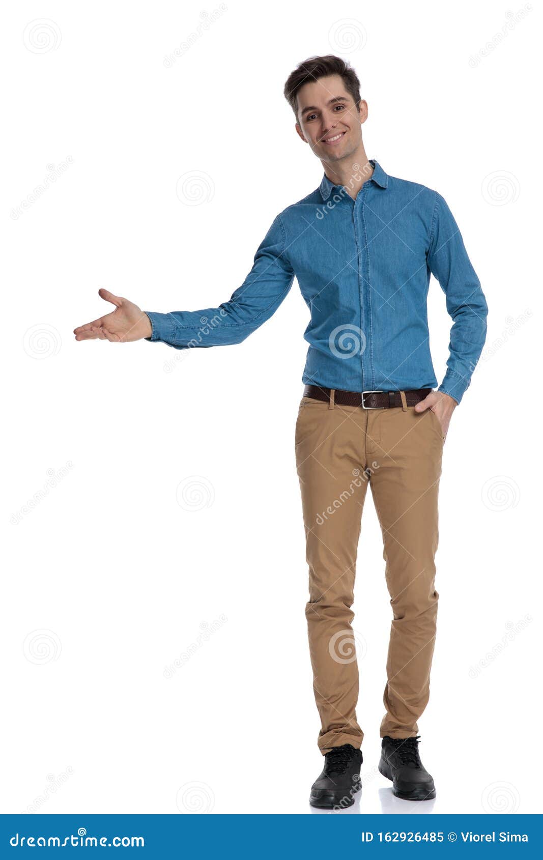 Happy Young Man Smiling and Presenting To Side Stock Image - Image of ... Happy Young Man Smiling and Presenting To Side Stock Image - Image of ...