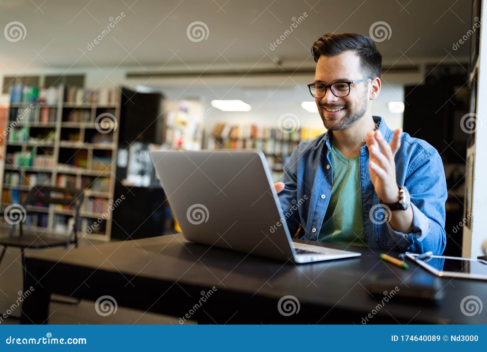 Happy Man Working on Laptop. Technology People Work Study Concept Stock ...