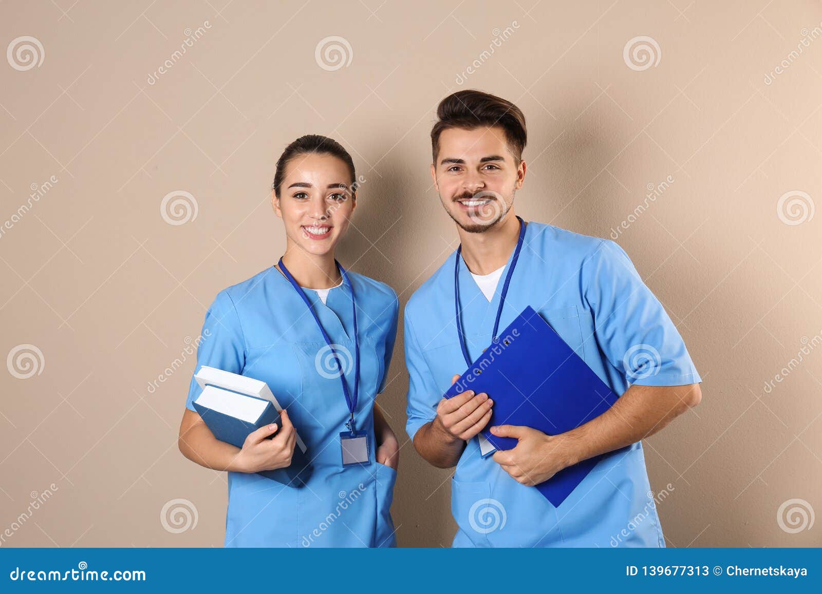 Happy Young Medical Students Stock Image - Image of beige, practice ...